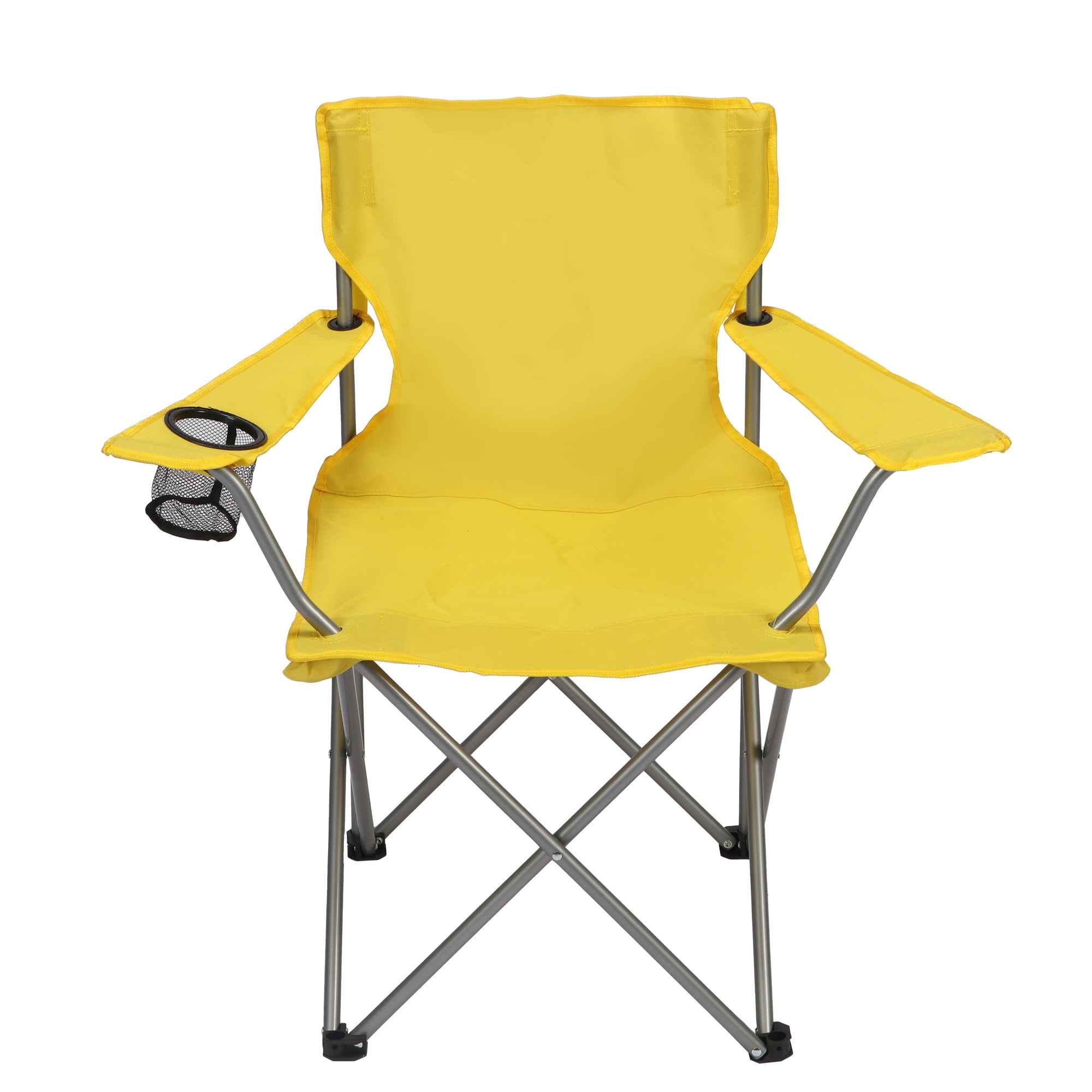 Ozark Trail Quad Folding Camp Chair with Cup Holder, Yellow Gold, Durable Outdoor Seating ...