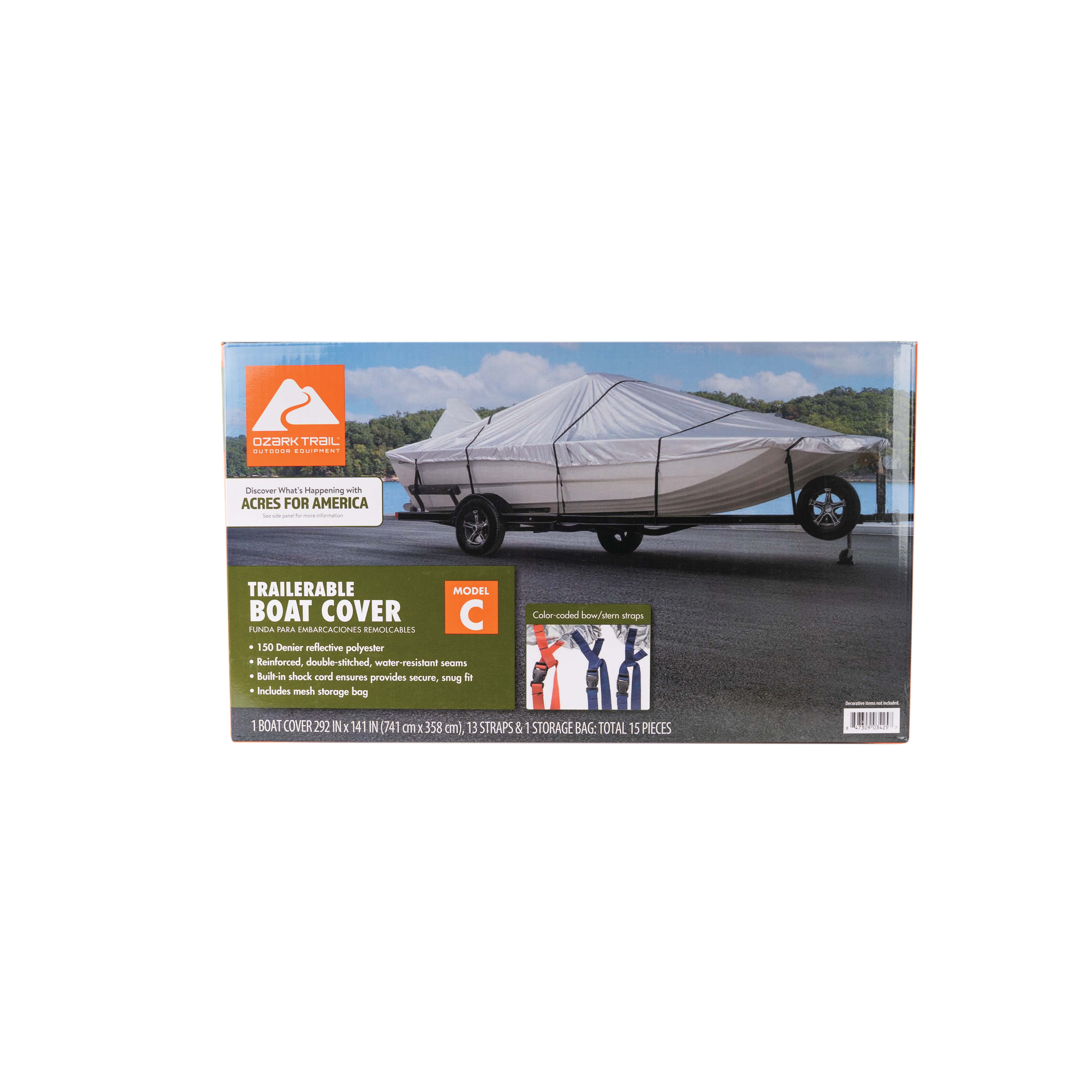 Ozark Trail Boat Cover Model C for 20-22ft Boats with Trailering Straps ...