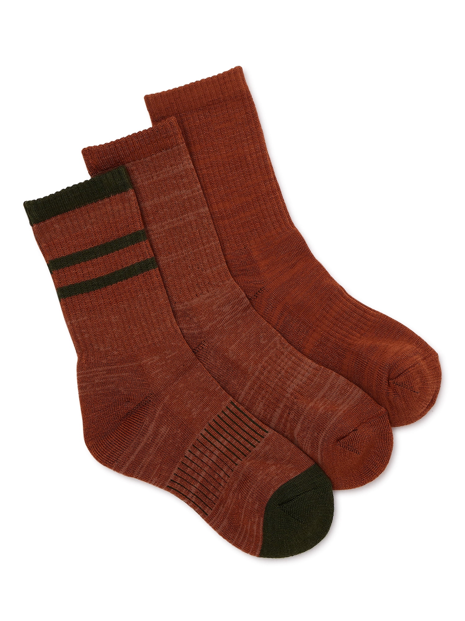 Ozark Trail Boys Merino Wool Blend Crew Socks, 3-Pack, Shoe Size 9C-2 1 ...