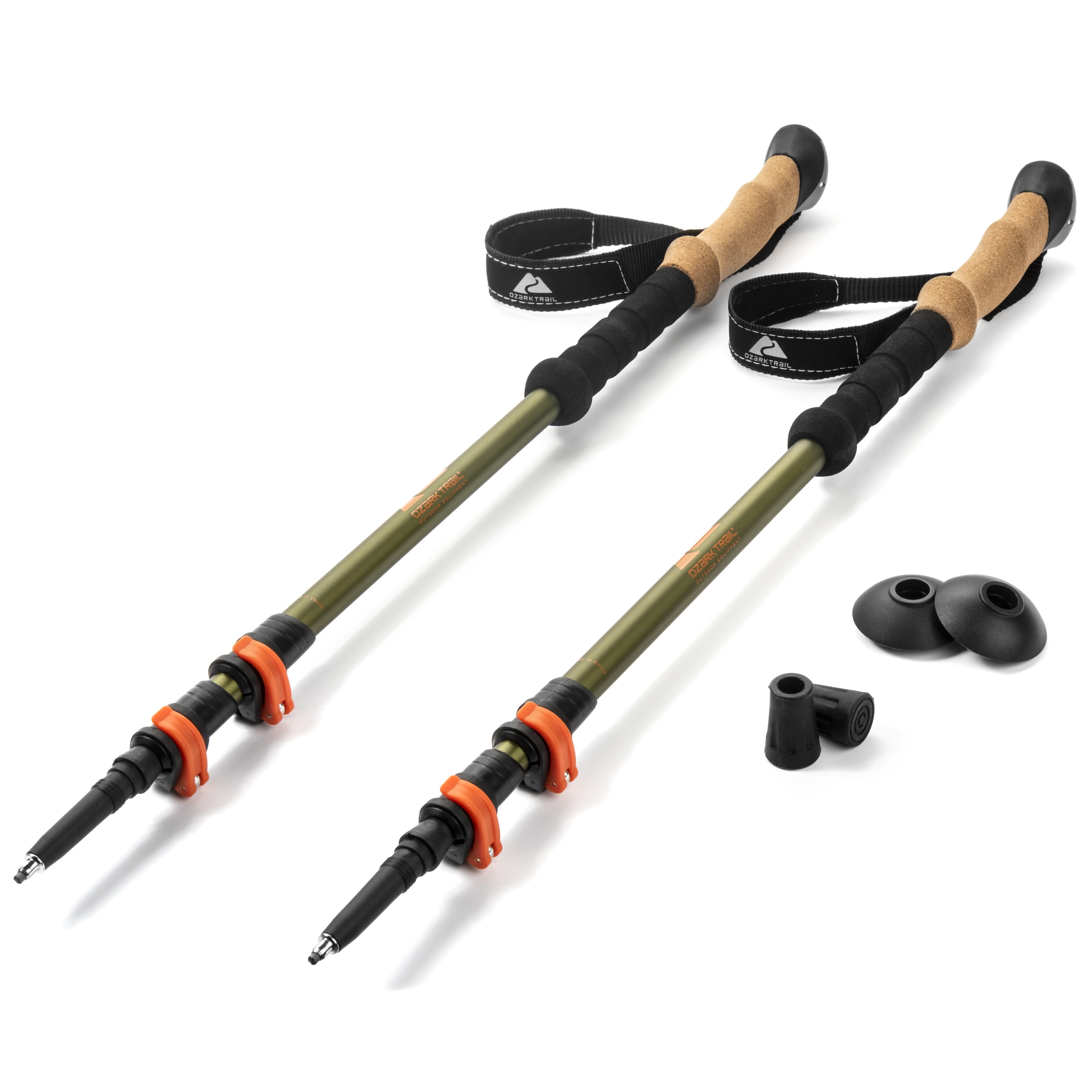 Ozark Trail Aluminum Adjustable Trekking Poles with Cork Grip, Quick ...