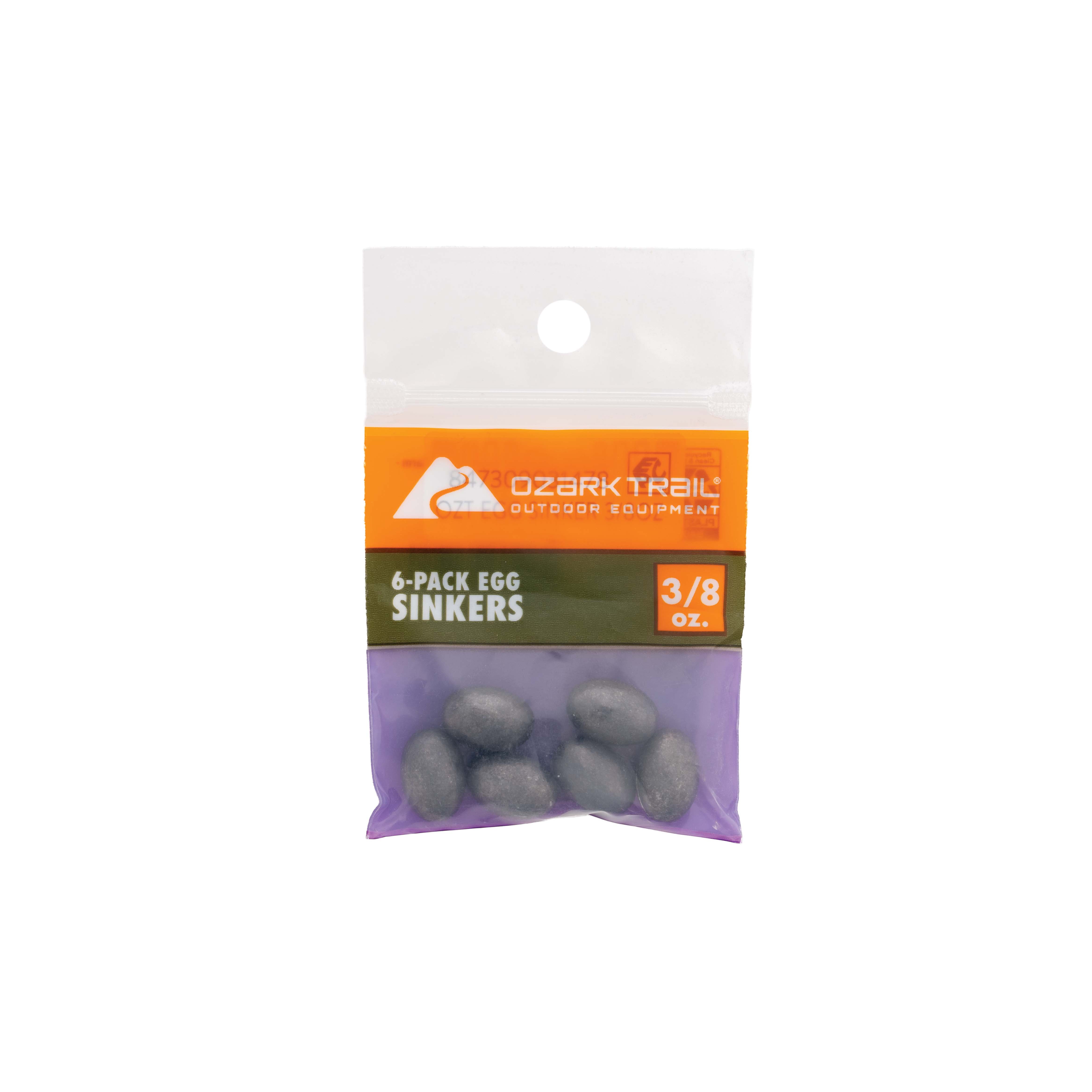 Ozark Trail Egg Sinkers 3/8 oz Fishing Weights 6 Pack for Bass Catfish ...