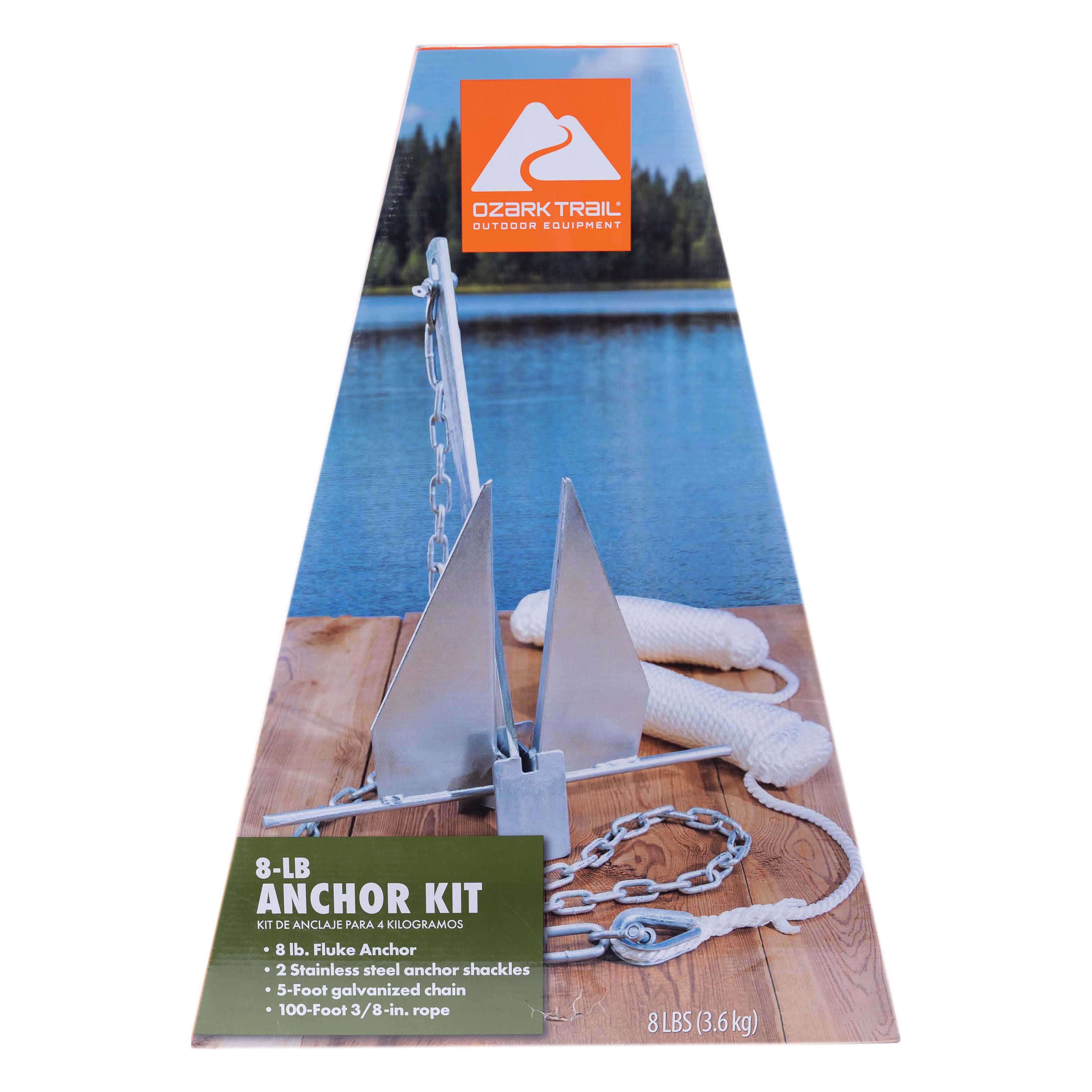 Free Shipping! Ozark Trail Galvanized Steel 8lb Fluke Anchor Kit with ...