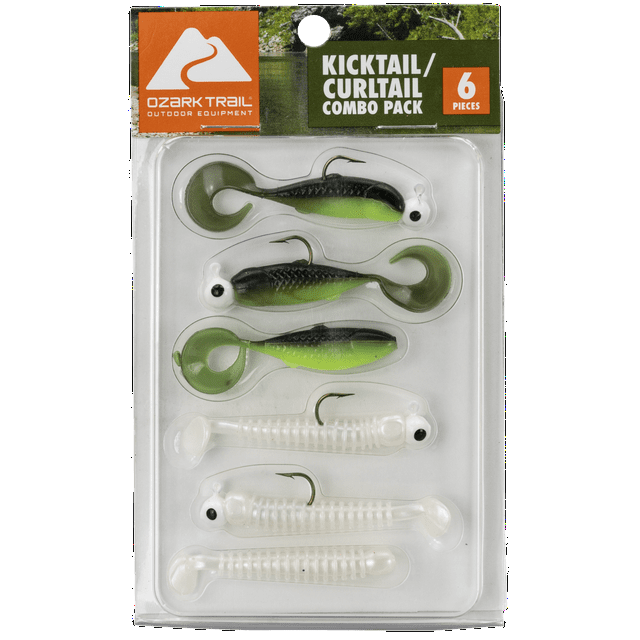 Ozark Trail Kicktail/Curltail Combo Pack Pearl Lights Out Panfish Lure ...