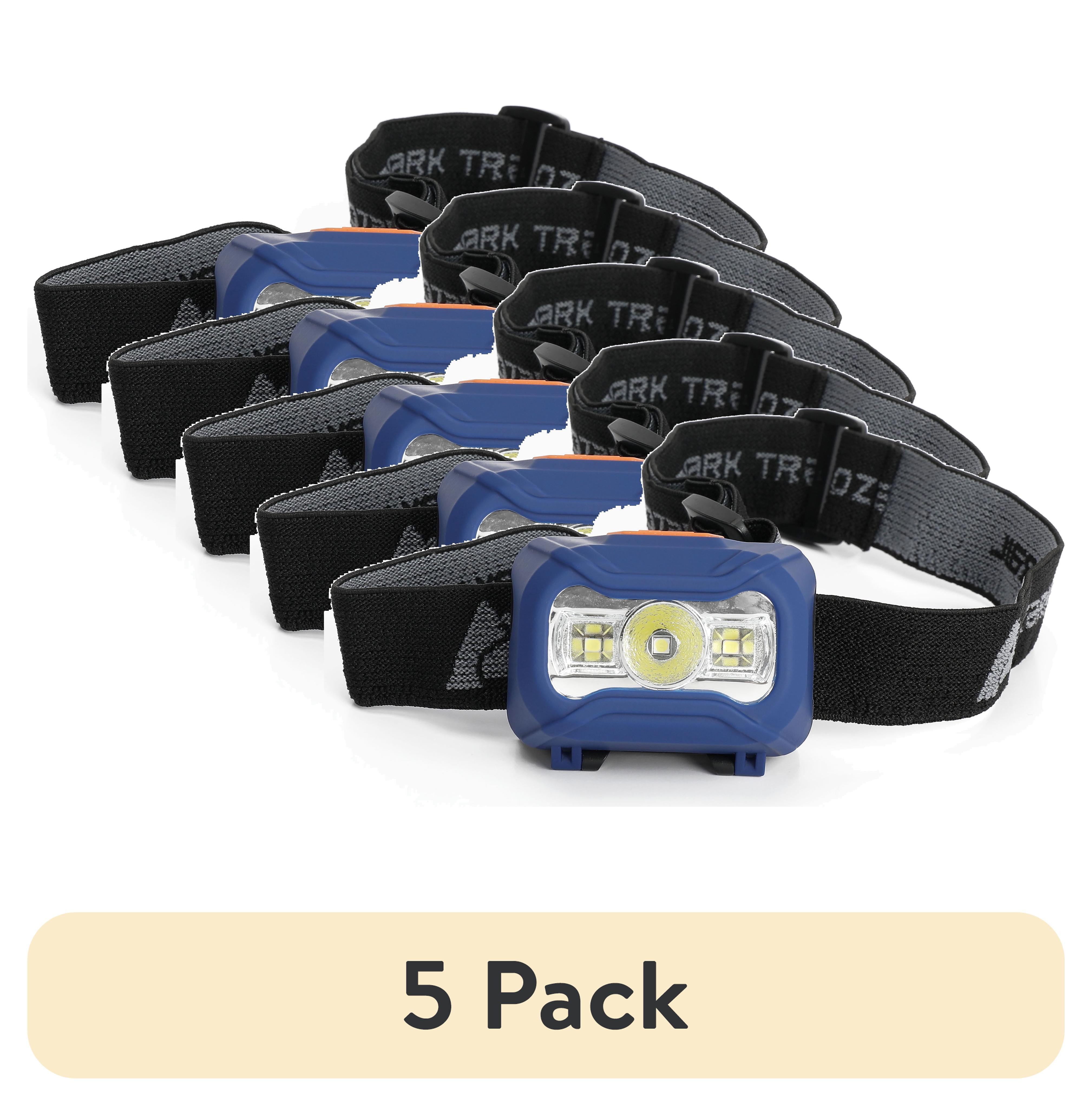 (5 pack) Ozark Trail LED 100 Lumens Headlamp, Blue, 3AAA Batteries ...