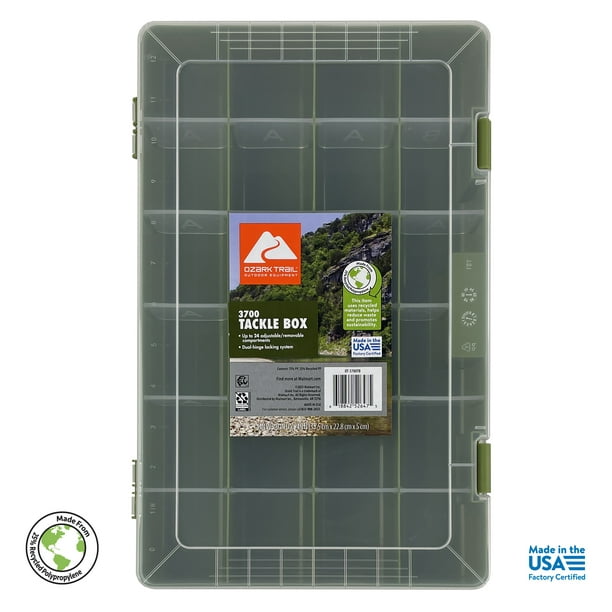 Ozark Trail Large Plastic Tray Fishing Tackle Box 3700, Green - Walmart ...