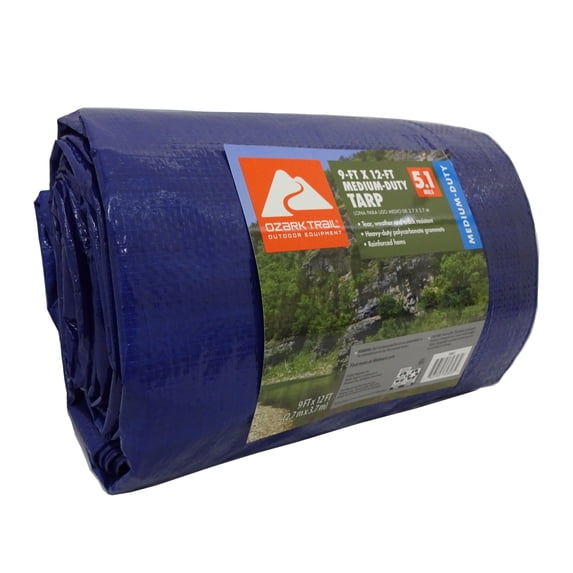 Ozark Trail Medium Duty Tarp, 9'x12', PE Material, Tear and Weather ...