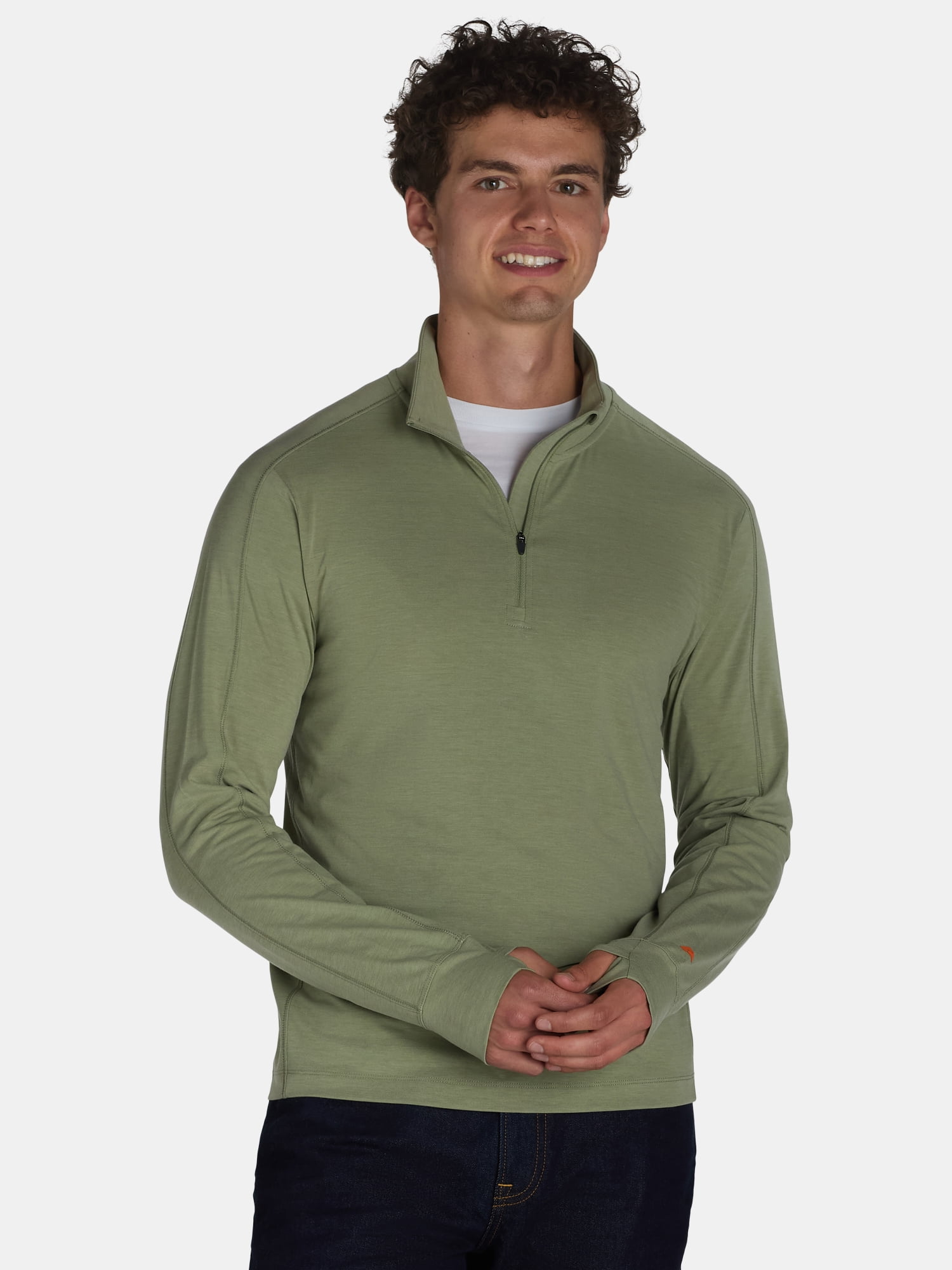 Ozark Trail Men's Merino Quarter-Zip Pullover with Long Sleeves, Sizes ...