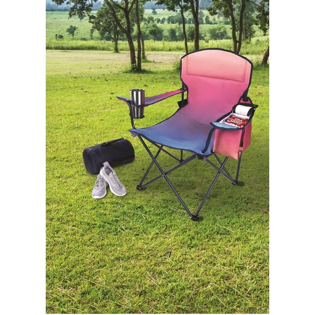 Ozark Trail Oversized Folding Camp Chair with Cooler, Gradient Pink and Blue, Adult - Walmart.com