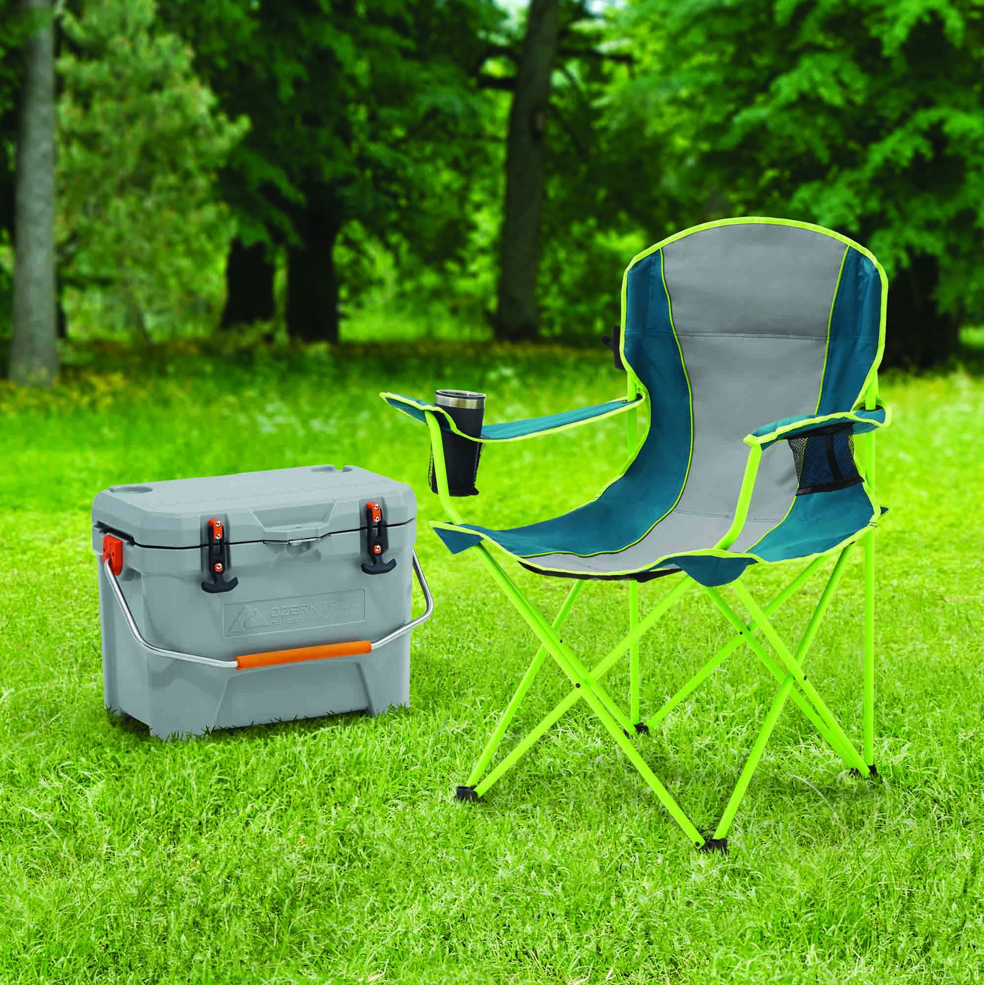 Ozark Trail Oversized Quad Folding Chair with Carry Bag, Green, Steel ...