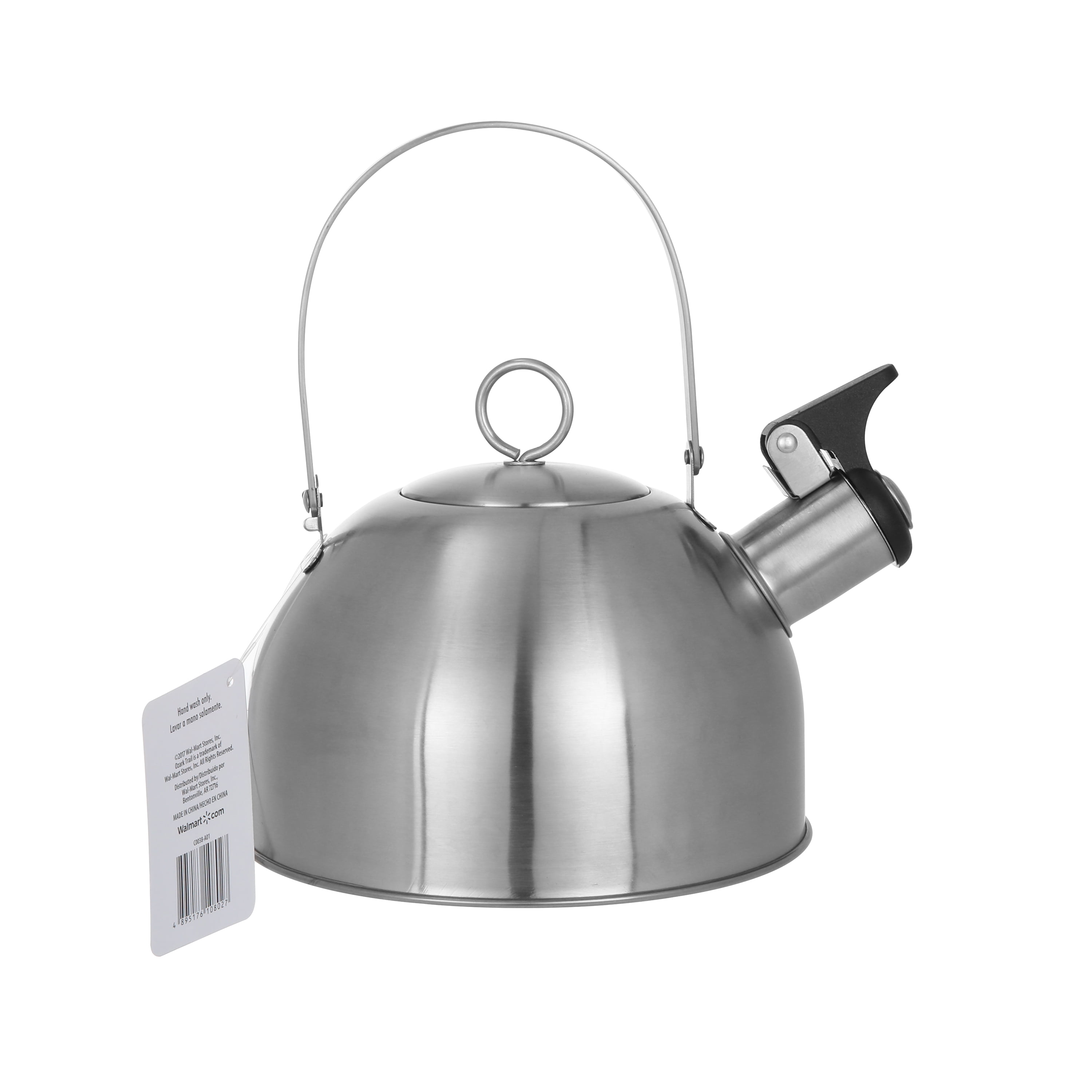 Ozark Trail Portable Stovetop Kettle Stainless Steel 1.2L, 6.60 x 6.60 ...