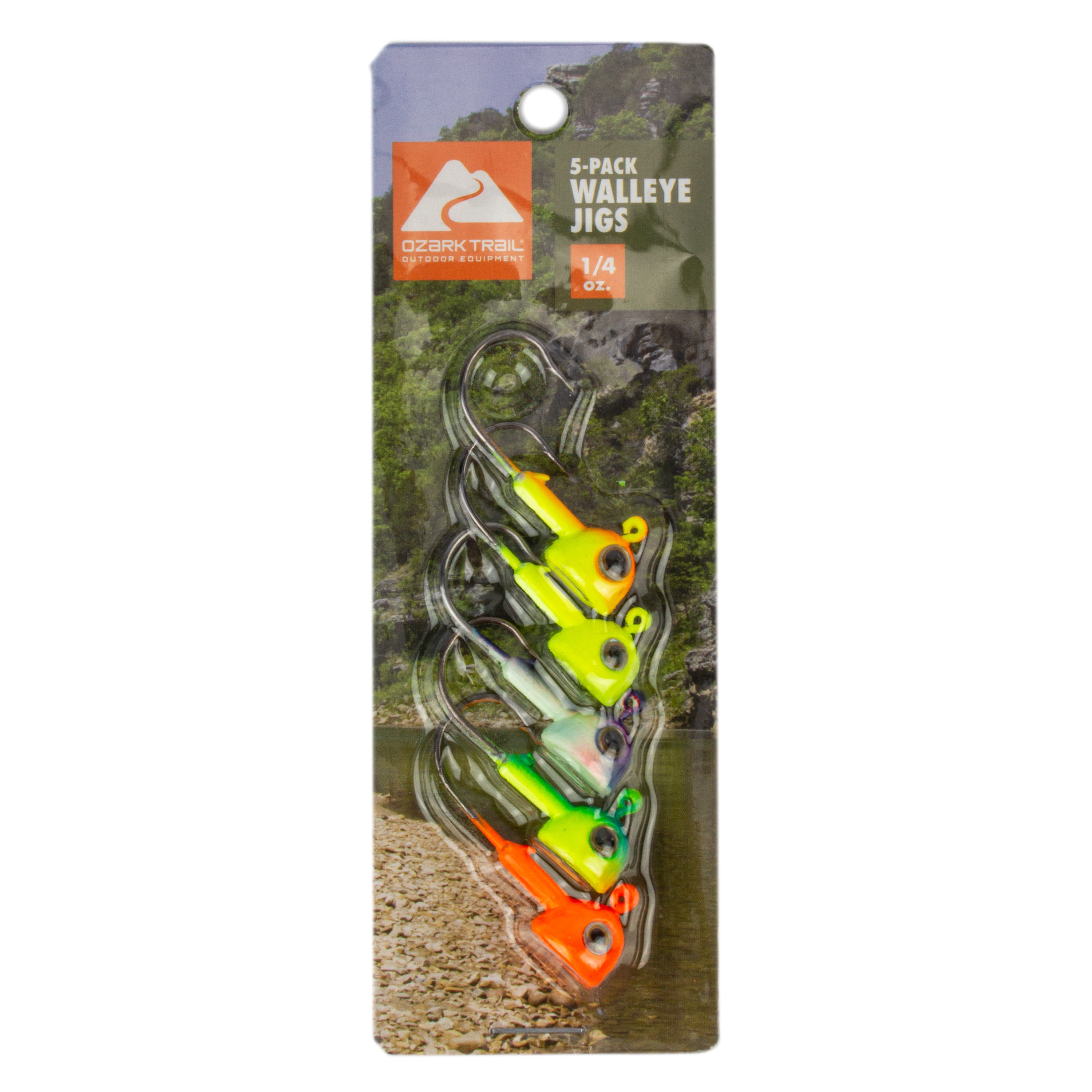 Ozark Trail Walleye Fishing Jig 1/4 oz Flat Head Vertical Jigging Hooks ...