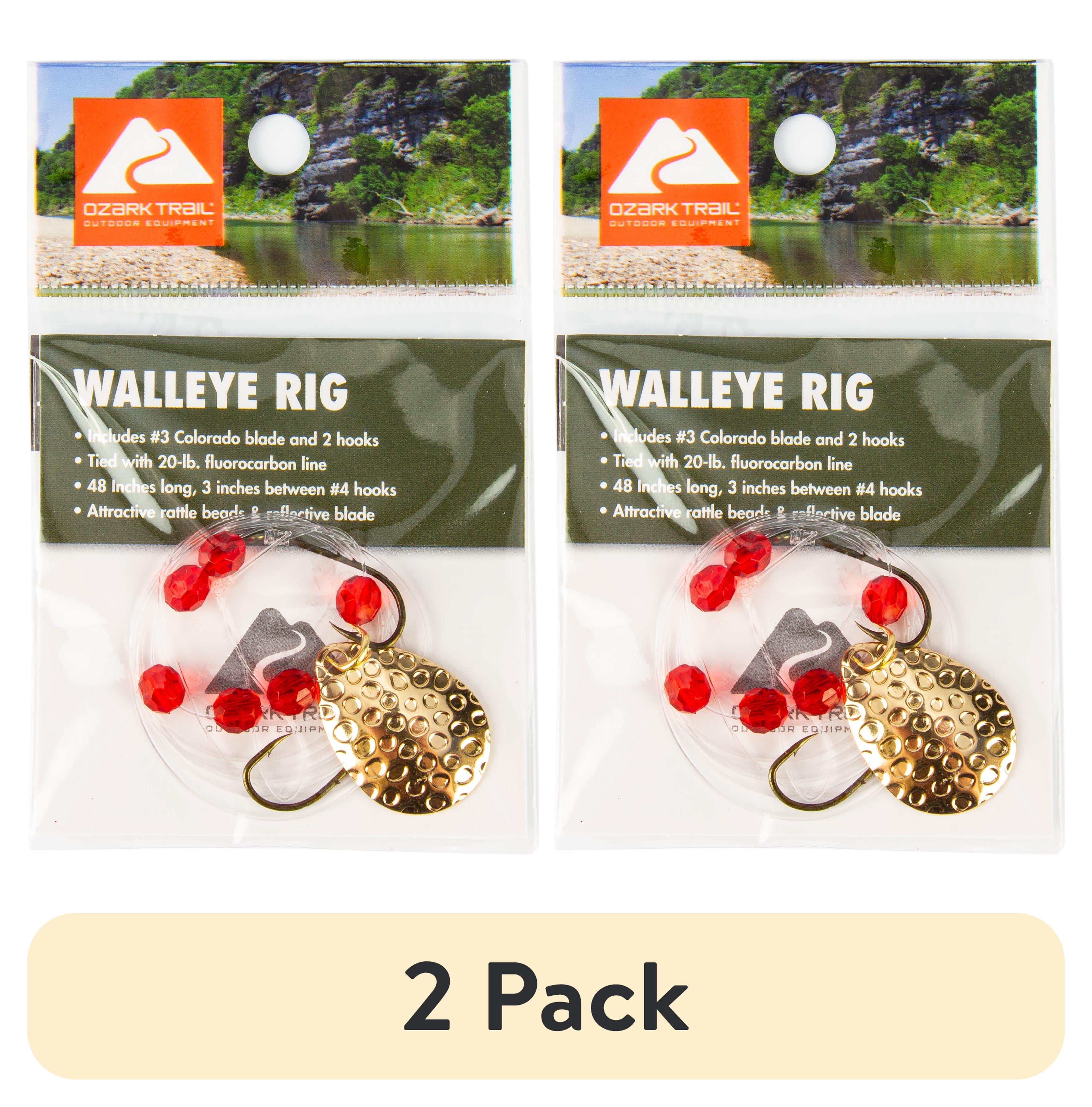 (2 pack) Ozark Trail Walleye Fishing Rig Double Hook Gold Hammered ...
