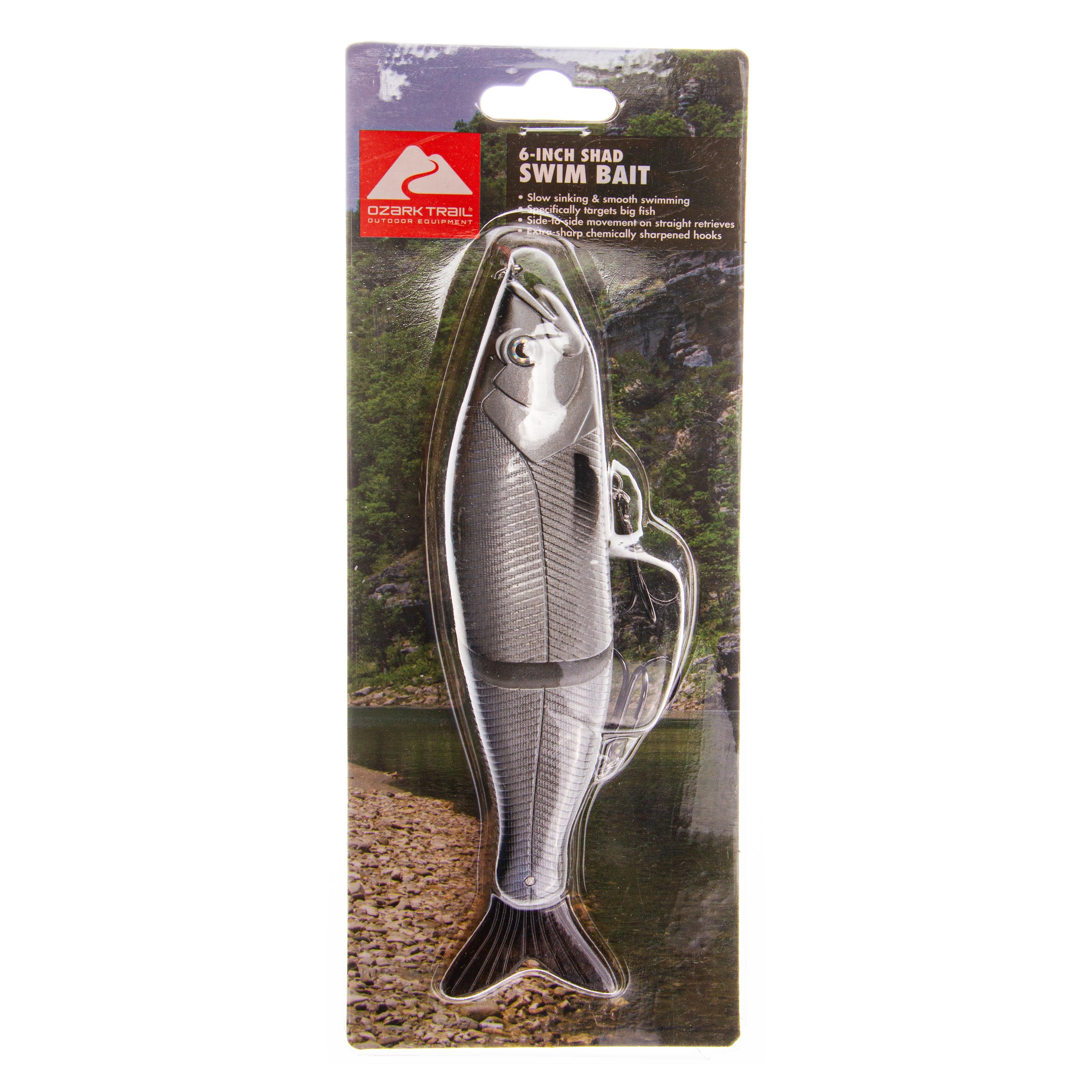 Ozark Trail 6 inch Plastic Freshwater Fishing Lure Shad Color Slow ...