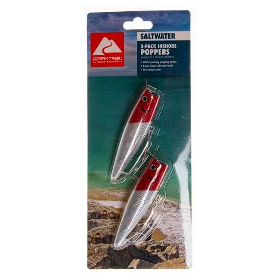 Ozark Trails Hard Plastic Saltwater Inshore Popper Fishing Lures, 2 ...