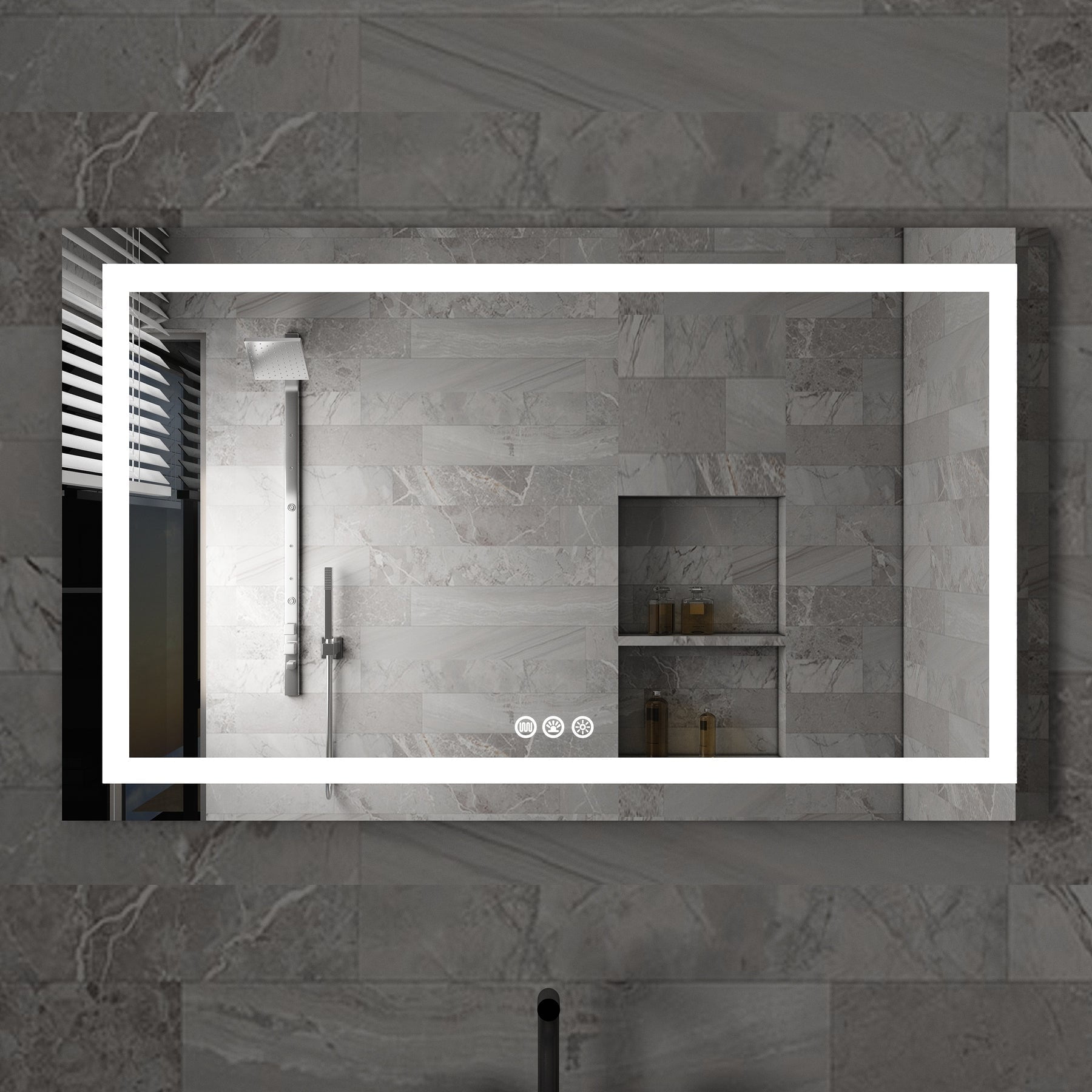 Ozarke Aurora LED Vanity Mirror with Aluminum Frame, Anti-Fog Feature ...