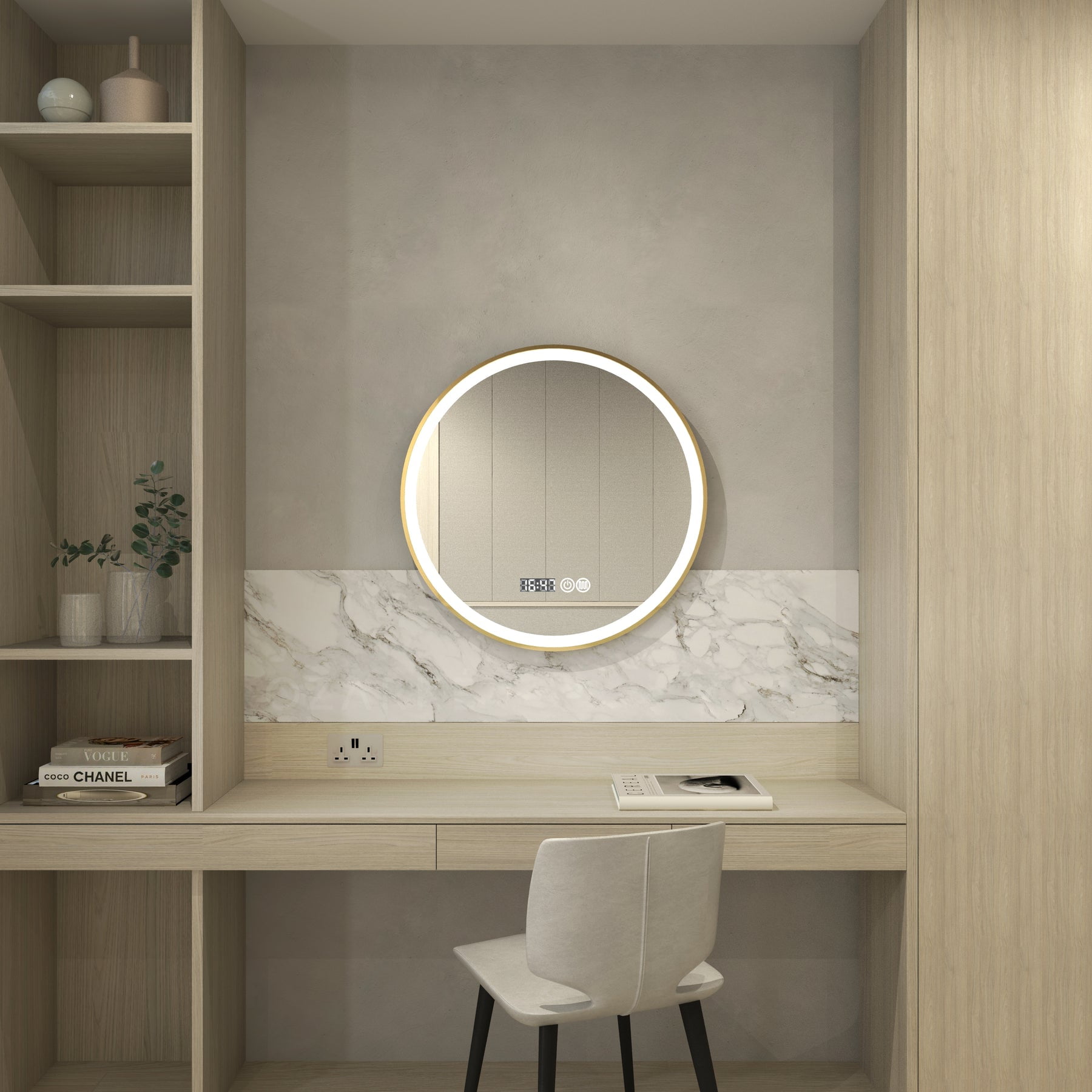 Ozarke Gold Frame LED Vanity Mirror, LED Anti Fog Wall Mirror Light ...