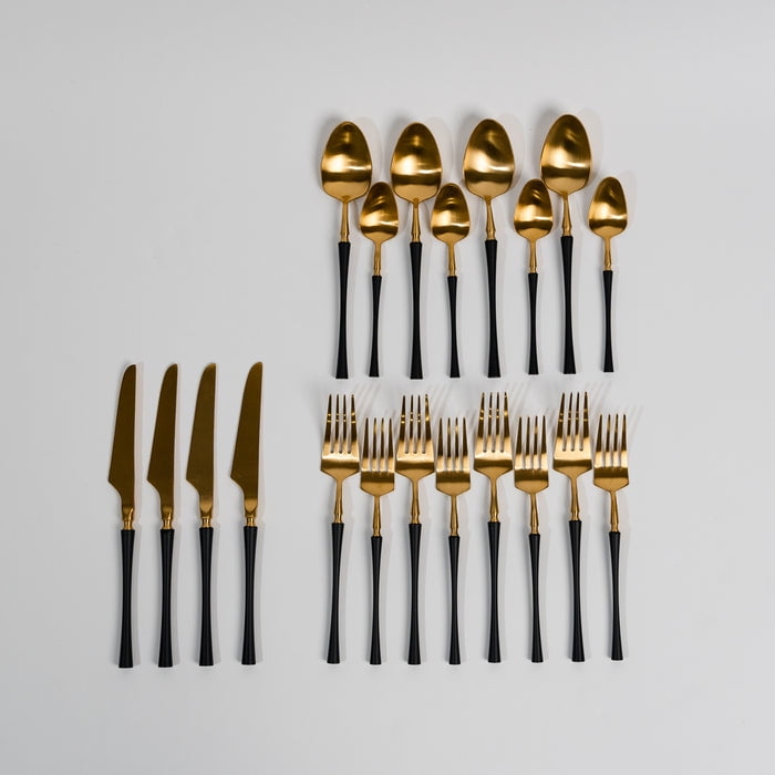 Ozarke Living Essence Cutlery Set, Stainless Steel Matte Gold & Black ...