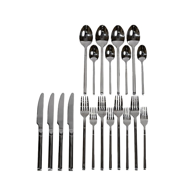 Ozarke Malta Cutlery Set, Stainless Steel Shiny Silver (Set of 20 ...