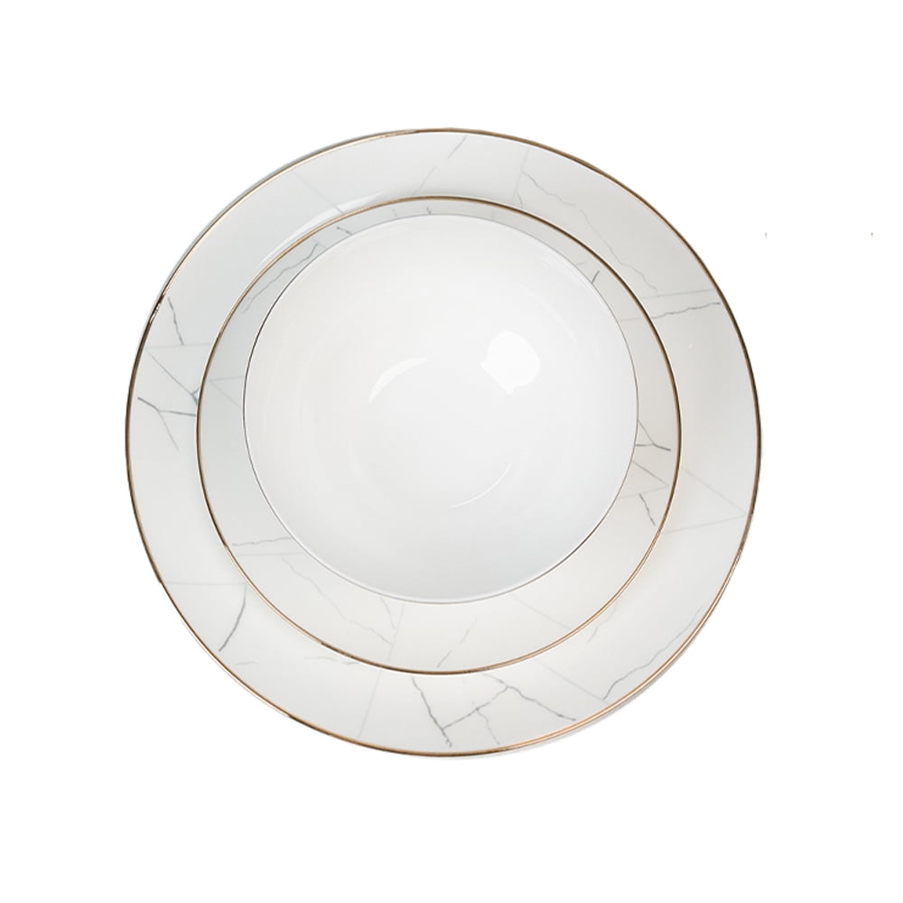 Ozarke Miguel Marble Design Plates Set, Fine Bone China (Set of 12 ...