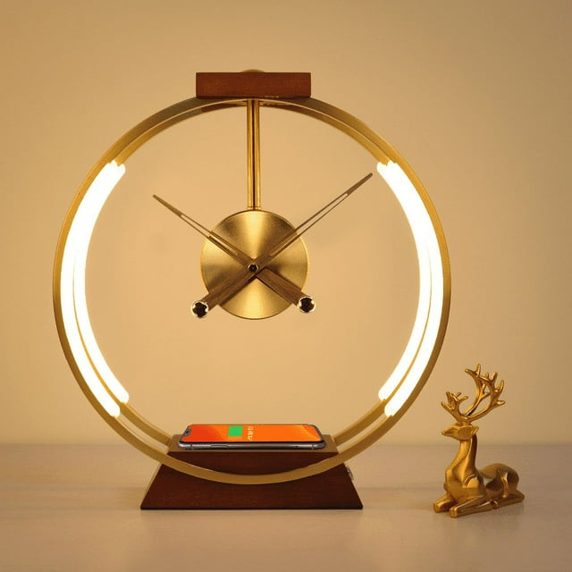 Ozarke Minimalist LED Clock Modern Table Lamp with Phone Wireless ...