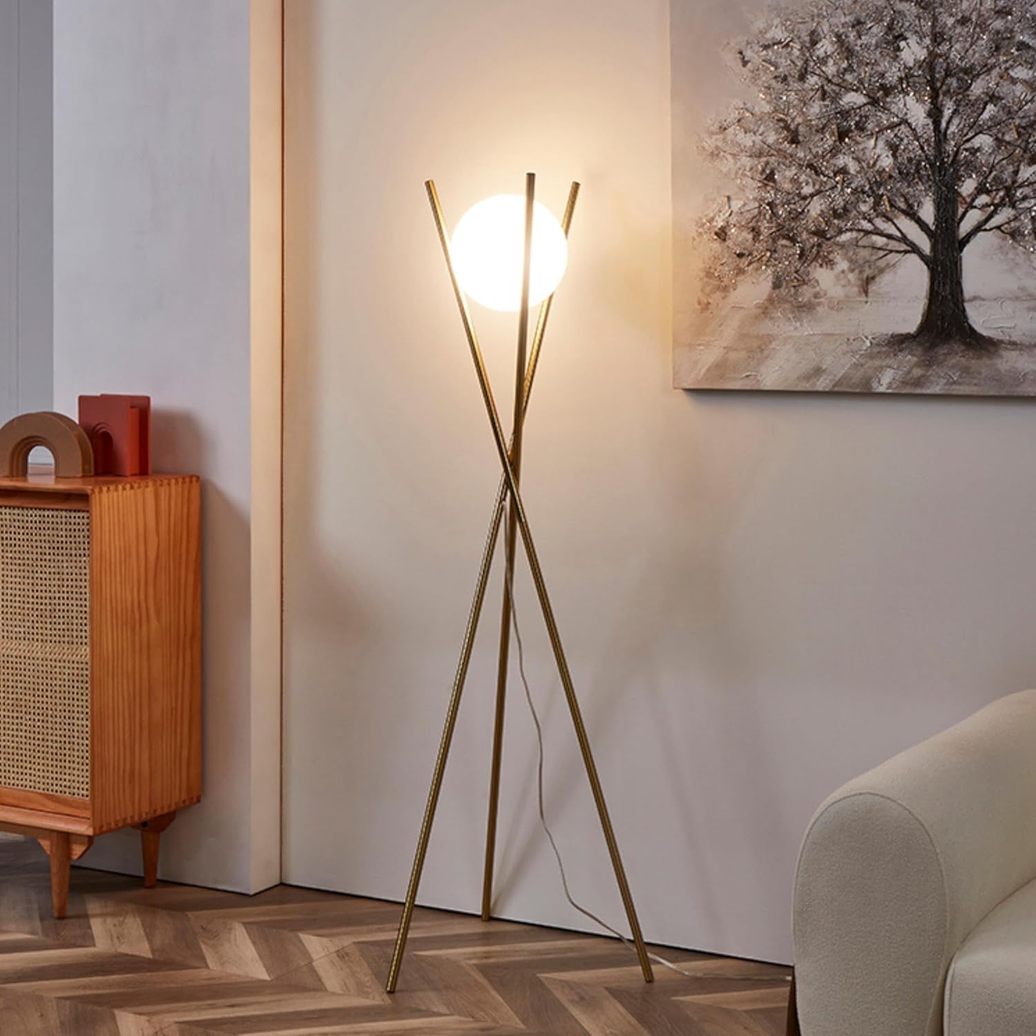 Ozarke Solstice Unique Tall Glass Globe Floor Lamp - Simple LED ...