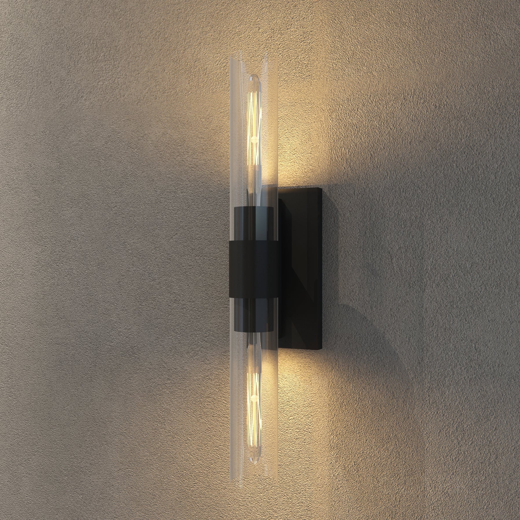 Ozarke Twin Wall Lamp - Modern Contemporary 2 Light Wall Sconce with Glass Shade - Black ...