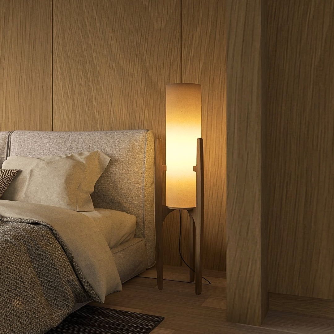 Ozarke Zen Floor Lamp - Modern Wooden Standing LED Lamp - Dark Bronze ...