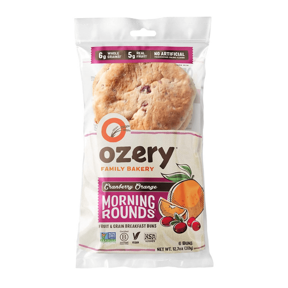 Ozery Bakery Cranberry Orange Morning Rounds, Breakfast Buns, Vegan, 6 ...