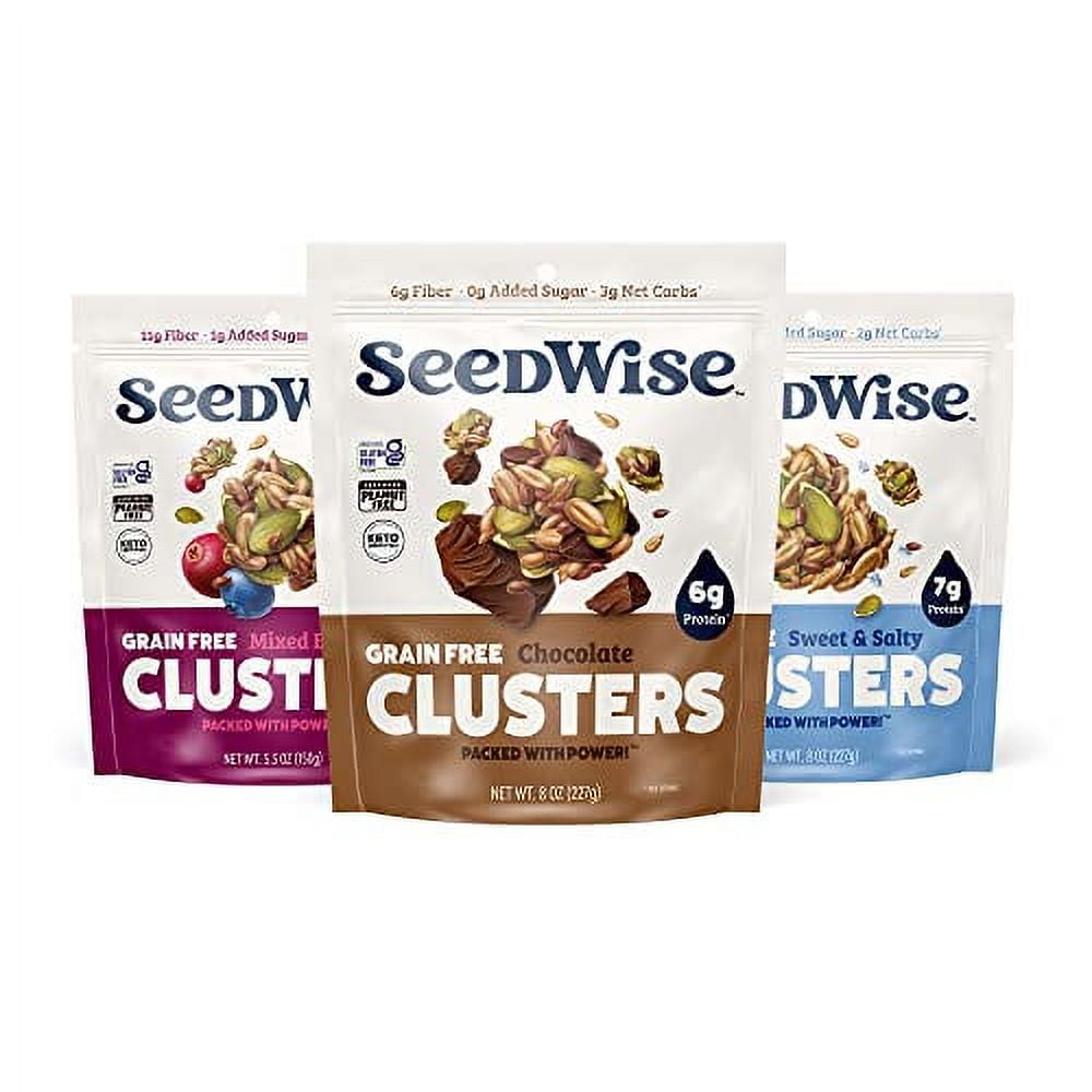 Ozery Bakery Super Seed Crunch Variety Pack, Mixed Berries, Chocolate, Sweet & Salty, Plant ...