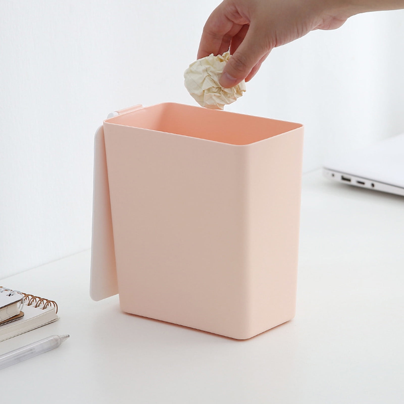 Ozmmyan 0.5Gal/1.6L Desktop Trash Can with Lid Plastic Micro Push Trash ...