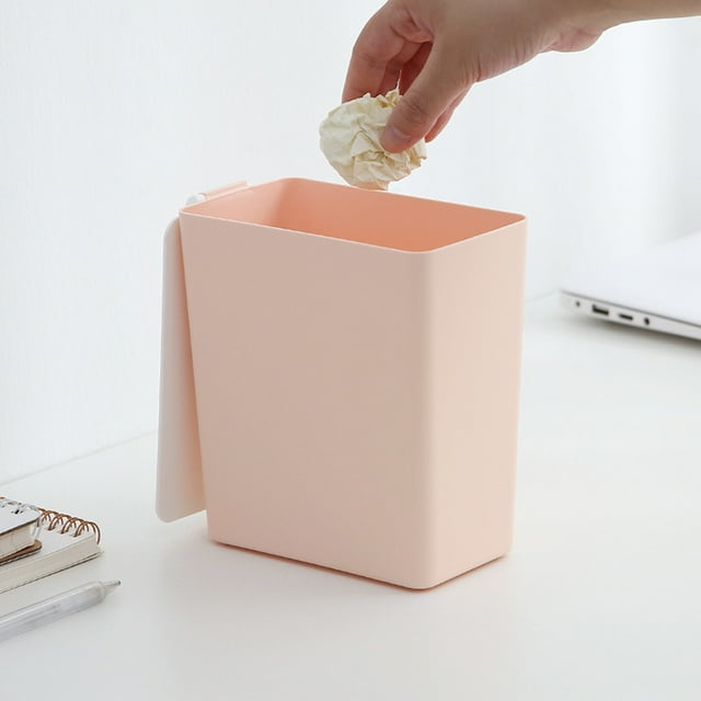 Ozmmyan 0.5Gal/1.6L Desktop Trash Can with Lid Plastic Micro Push Trash ...