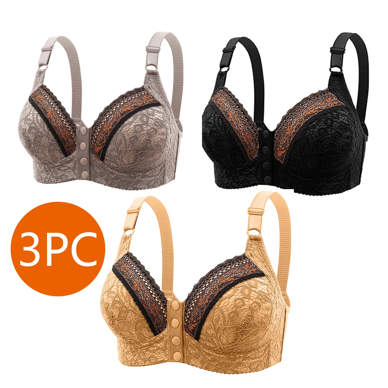 Ozmmyan 3 Pack Womens Plus Size Underwire Bras Plus Size Lifting Lace ...