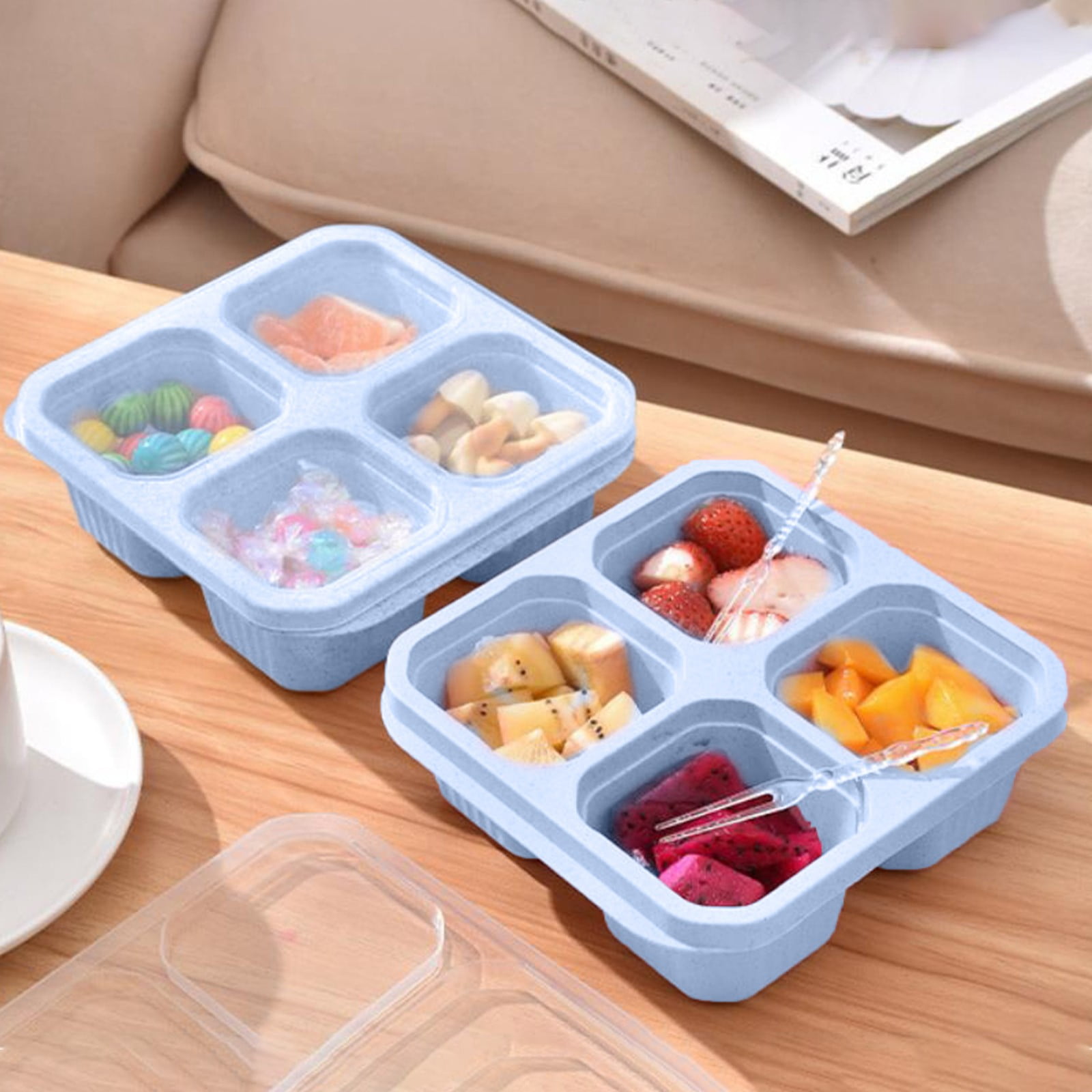 Ozmmyan 4-Compartment Bento Lunch Box - Reusable Meal Prep Containers ...