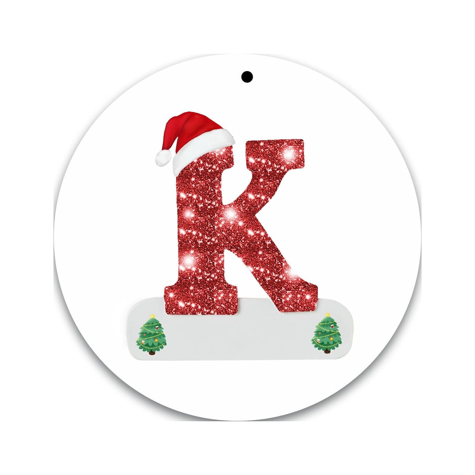 Ozmmyan Christmas Tree Ornaments Christmas Initial with Red Hat ...