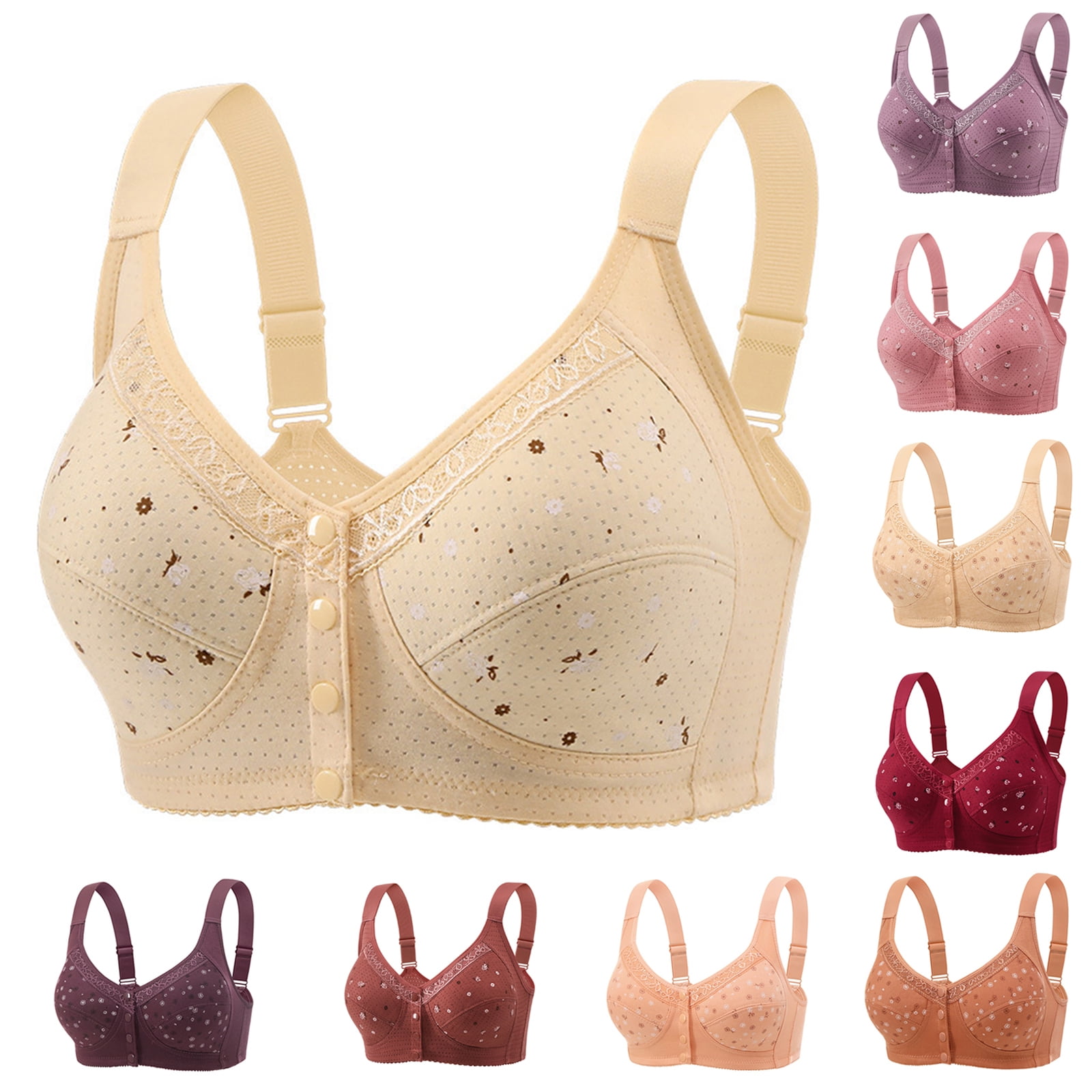 Ozmmyan Women's Front Button Closure Bra Breathable Comfort No ...