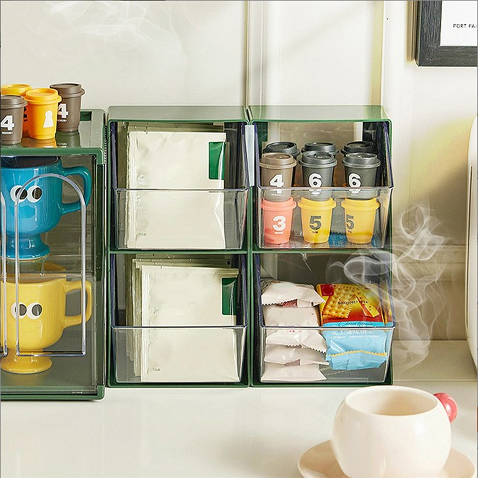 Ozmmyan Desktop Tea Bag Storage Box Capsule Coffee Instant Milk Tea ...