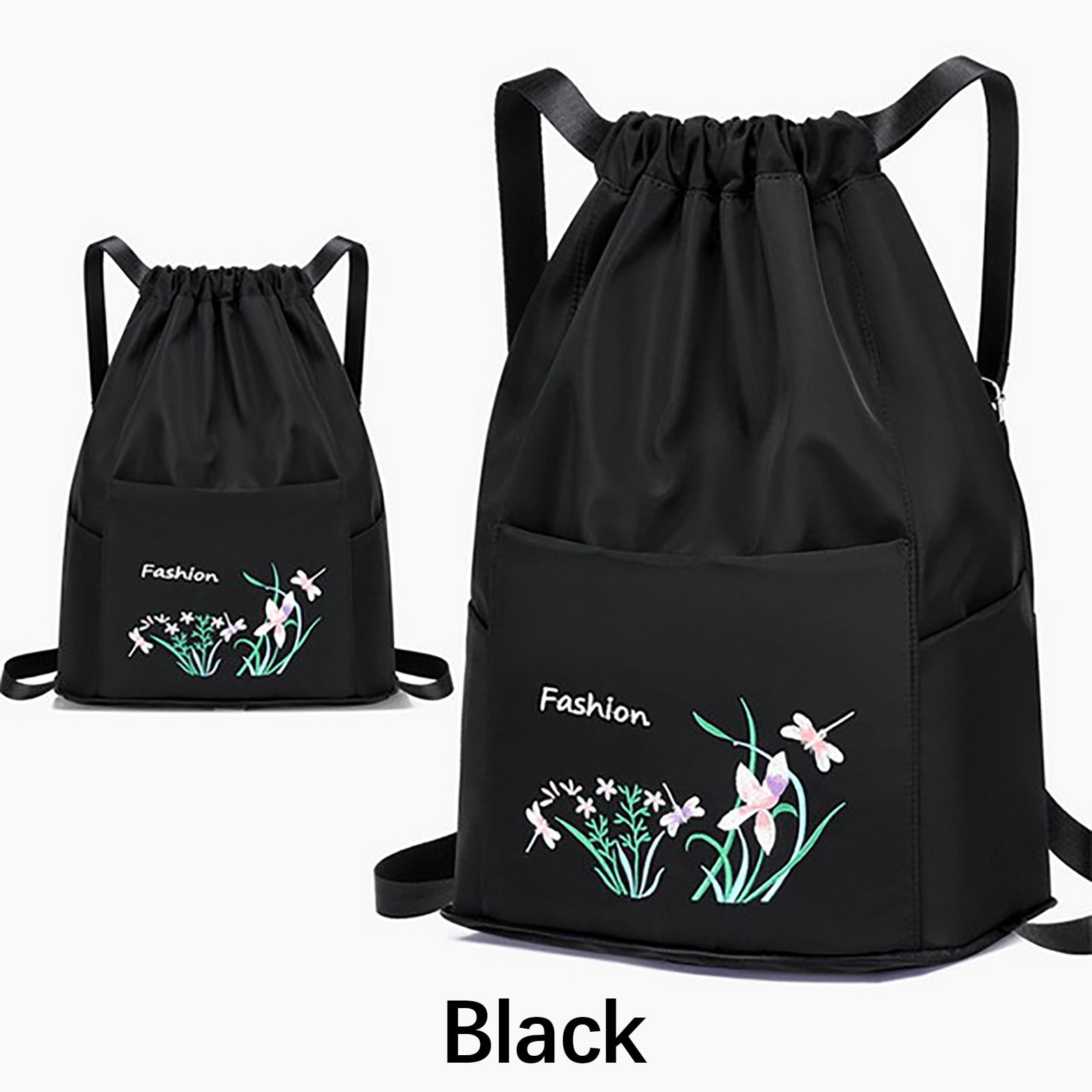 Ozmmyan Foldable Drawstring Large Capacity Embroidered Backpack ...