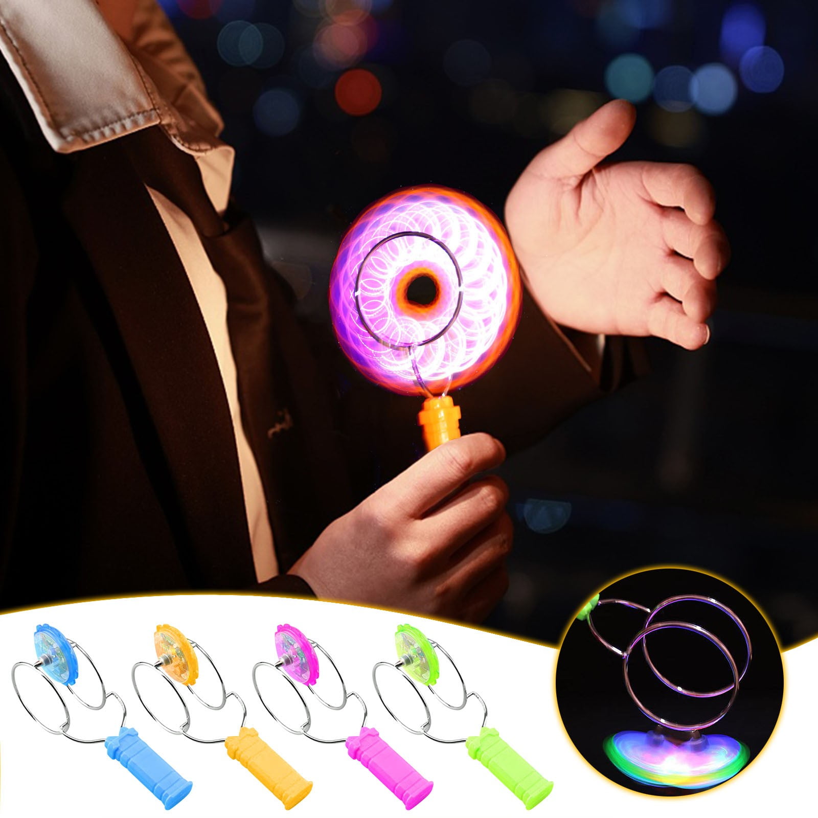 Ozmmyan Hand Cranked Magnetic Toy Flashing Flying Top Glowing Top ...