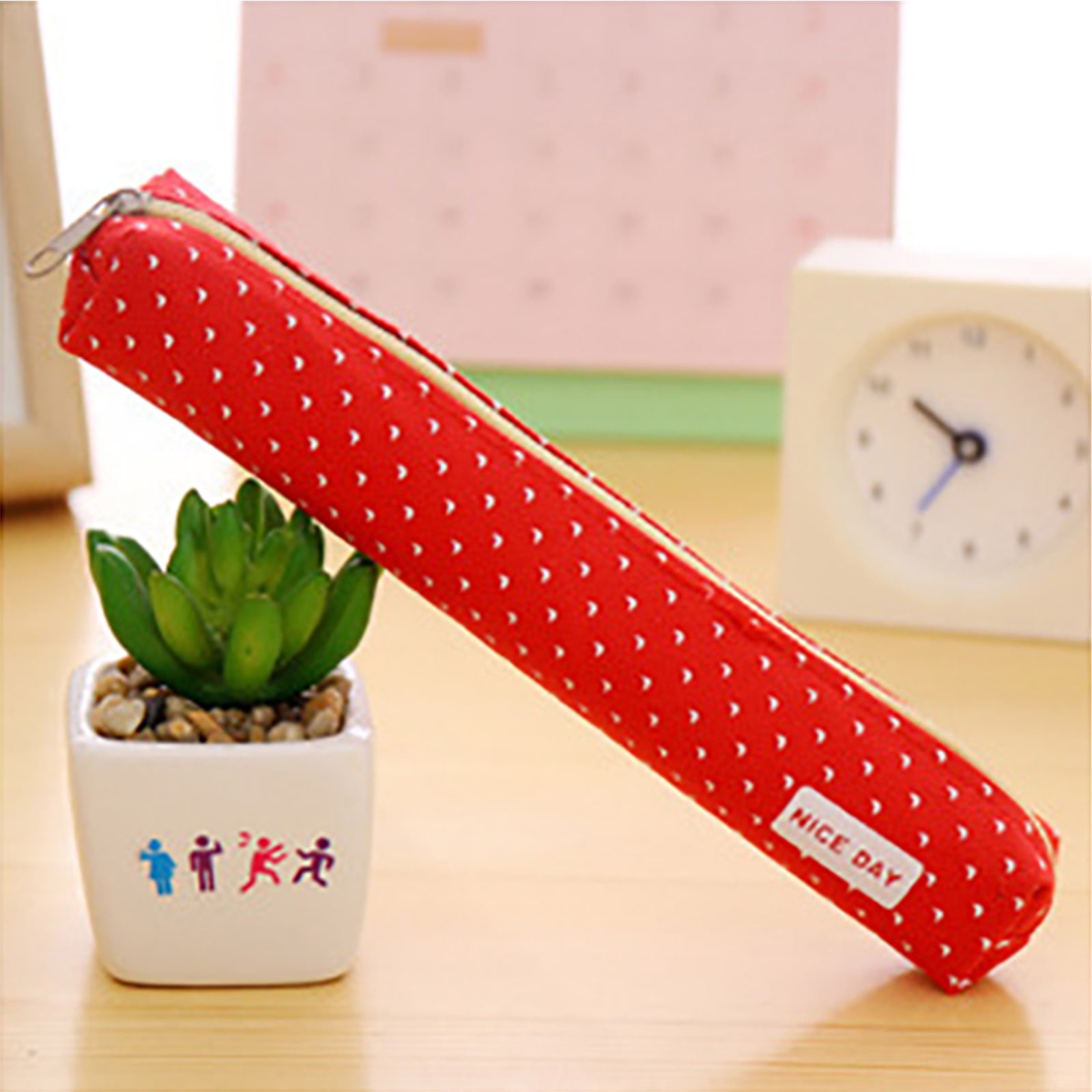 Ozmmyan Long Polka Candy Colored Pencil Case Canvas Pencil Case Cute ... Ozmmyan Long Polka Candy Colored Pencil Case Canvas Pencil Case Cute ...