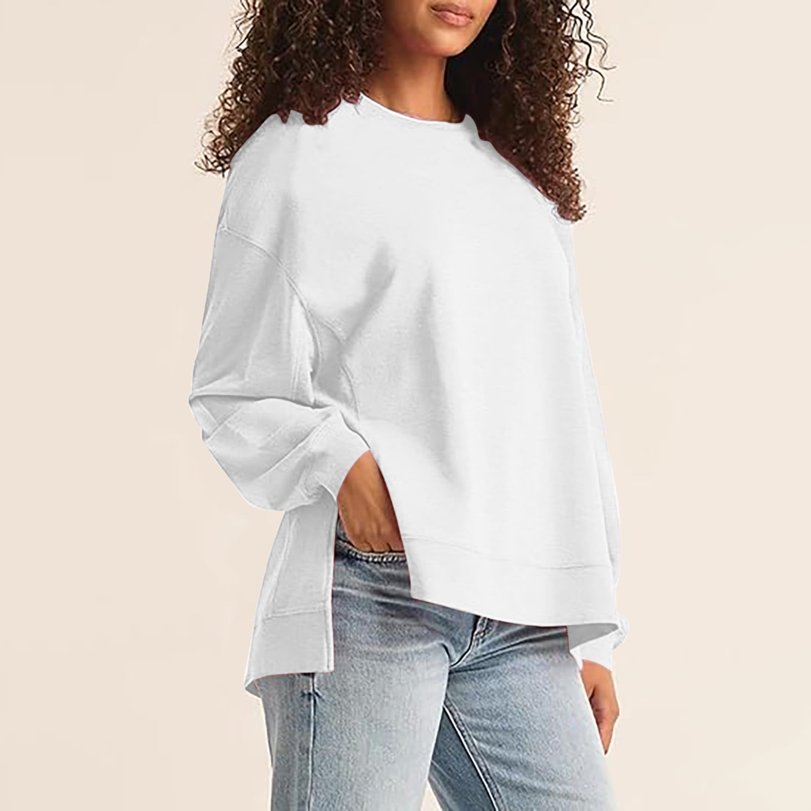 Ozmmyan Oversized Womens Tops Side Slit High-low Hem Sweatshirt for ...