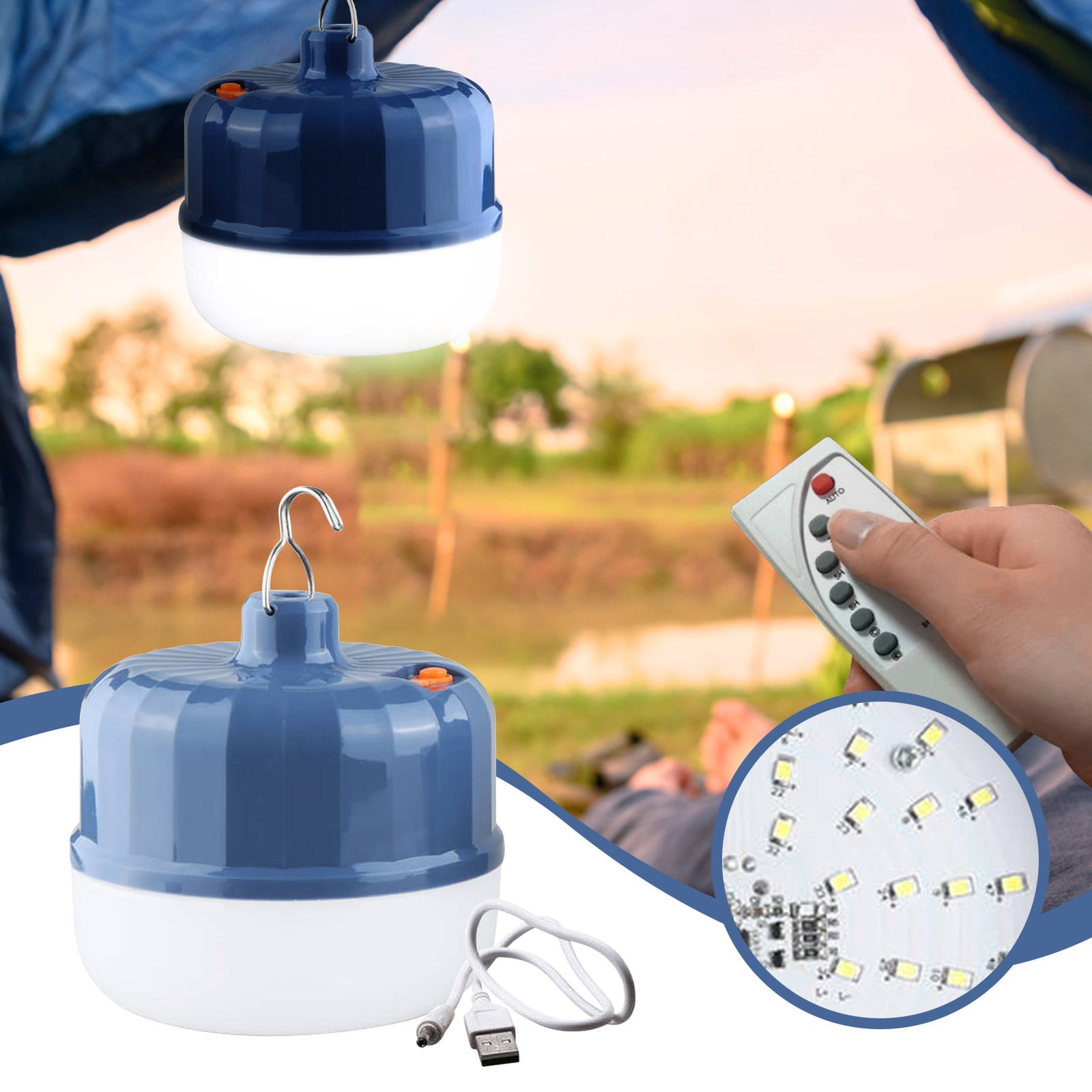Ozmmyan Portable LED Night Camping Light With Quick USB Charging Port ...