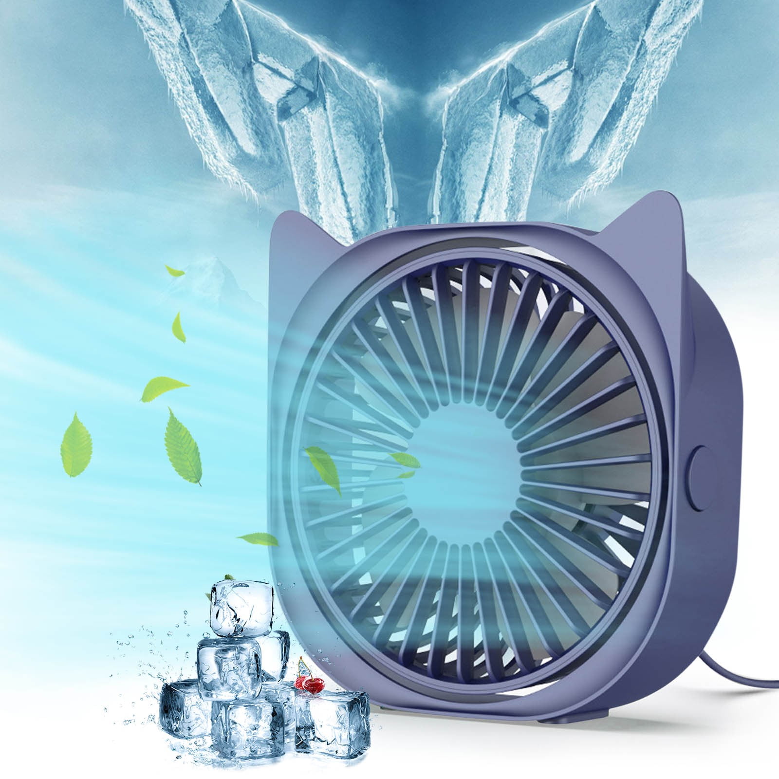 Ozmmyan Portable Mini Fan 3 Speeds With Night Light 360° Rotation USB ...