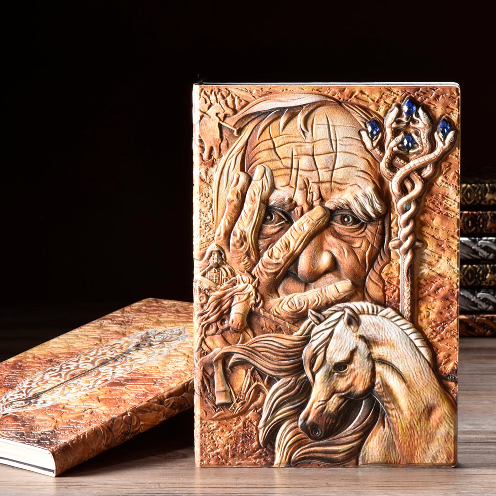 Ozmmyan Retro Embossed Magician Notebook European-style Notepad Three ...