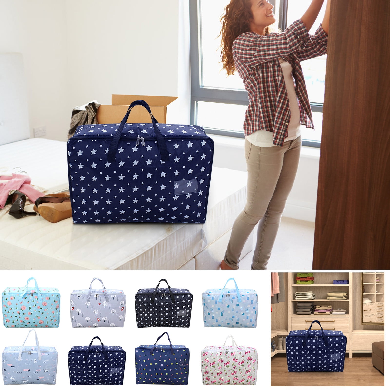 Ozmmyan Thickened Quilt Storage Bag Clothing Bag Oxford Cloth Organizer ...