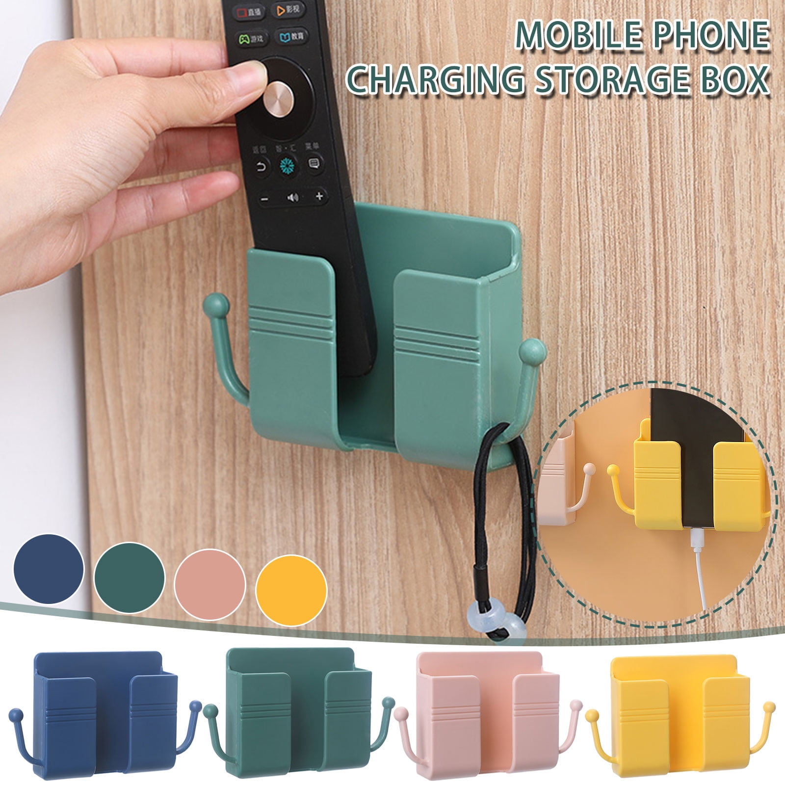 Ozmmyan Wall Mounted Storage Box, Remote Control Mobile Phone Charging ...