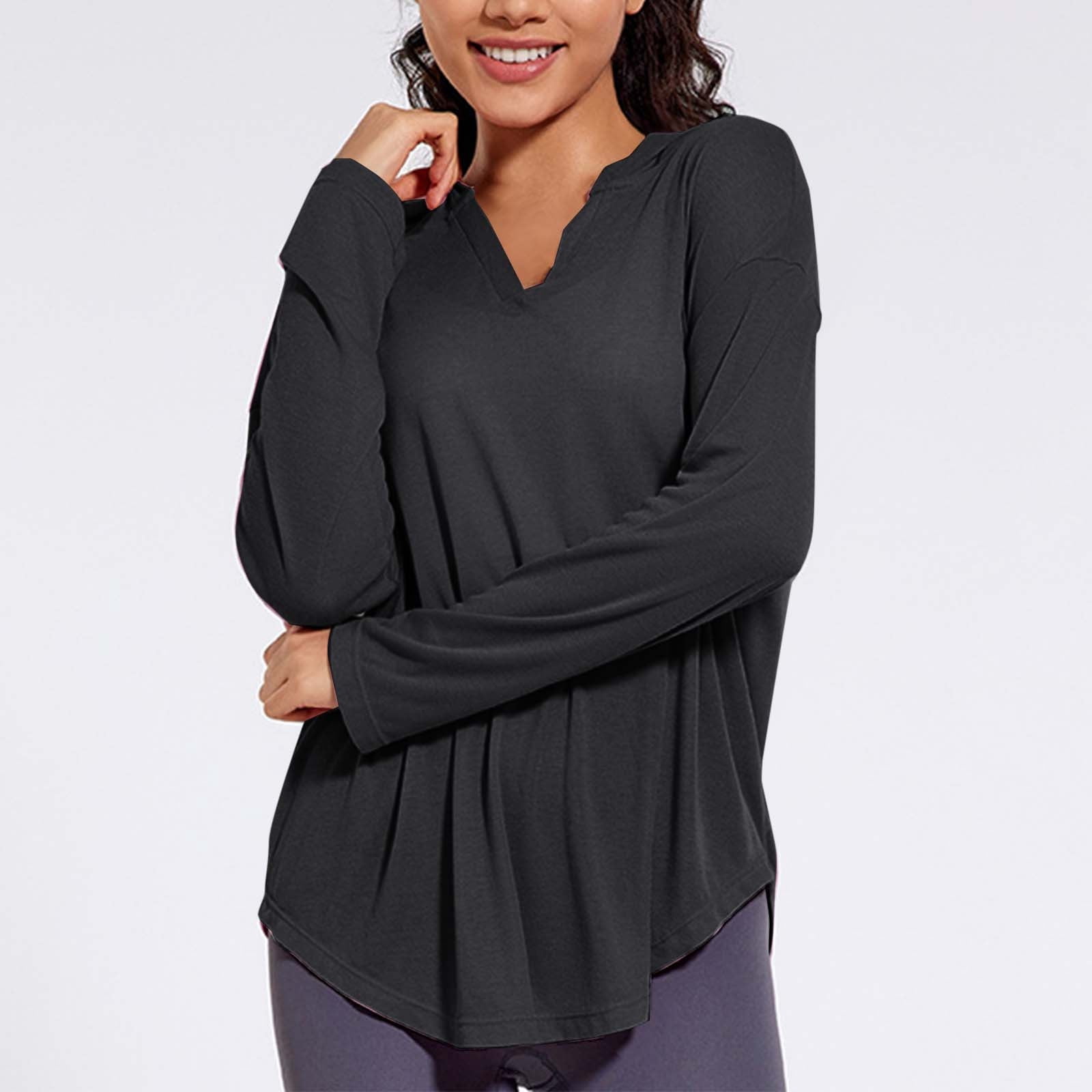 Ozmmyan Women's Hoodie Oversized 2025 Spring Outfits Solid V-neck ...