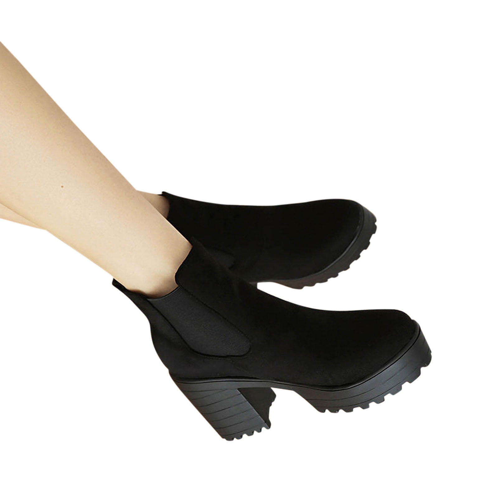 Ozmmyan Women's Large Fall/Winter Suede Thick High Heel Short Boots ...