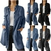 Eytino Women's Oversized Denim Jacket Casual Long Boyfriend Jean Jacket for Autumn Spring Green ...
