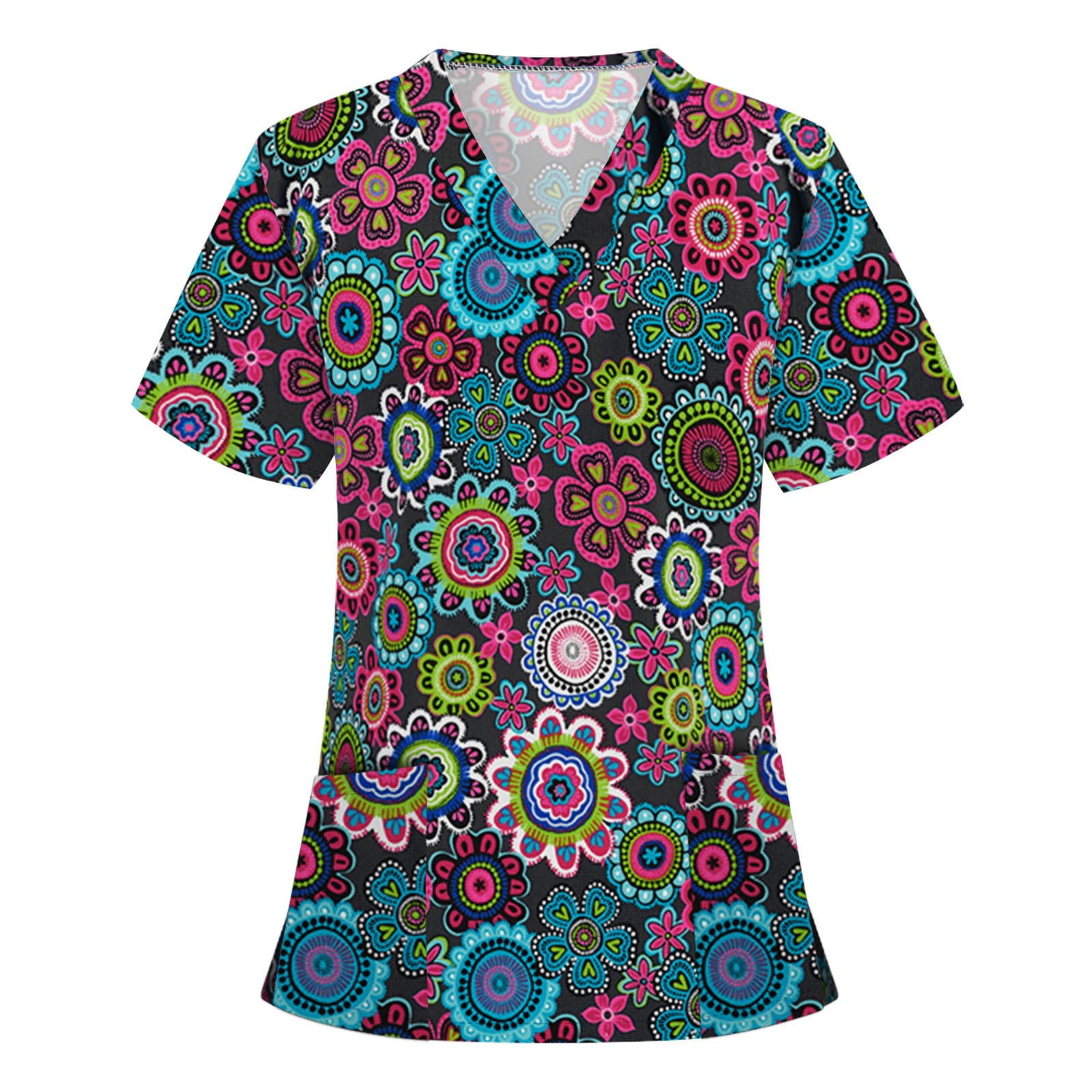 Ozmmyan Womens Tops Scrubs for Women Short Sleeve V-neck Scrubs Tops ...