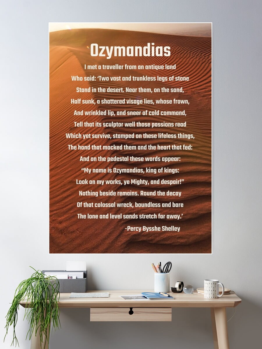Ozymandias Famous Poem By Percy Bysshe Shelley Poster Wall Art, Modern ...